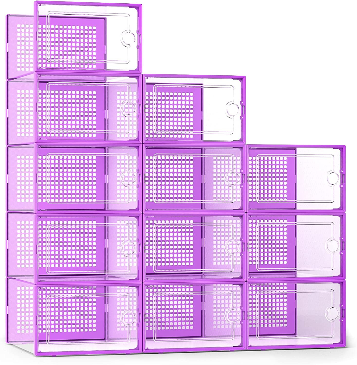 X-Large Shoe Storage Boxes Organizers Clear Plastic Stackable 12 Pack ...