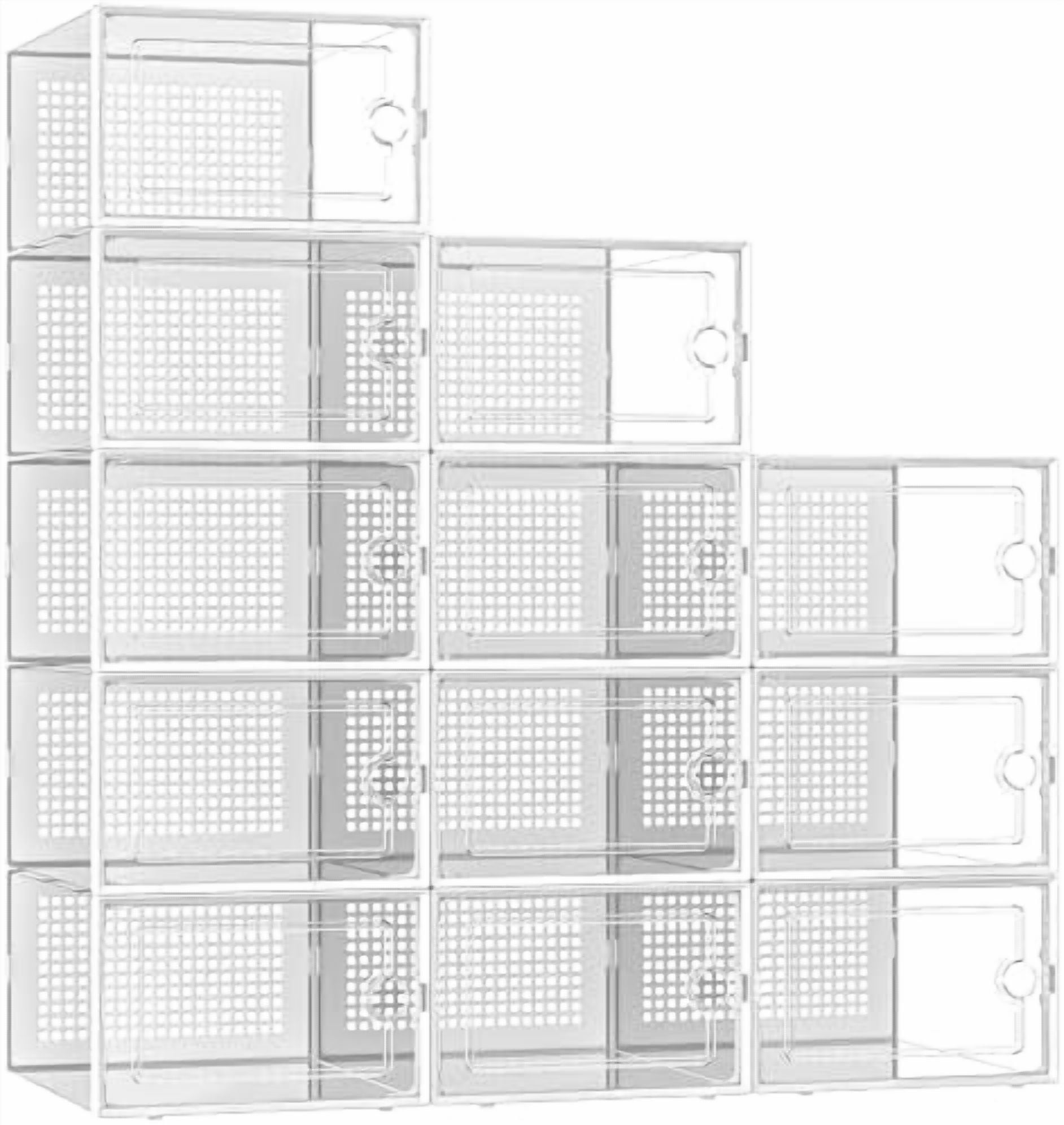 X-Large Shoe Storage Boxes Organizers Clear Plastic Stackable 12 Pack ...