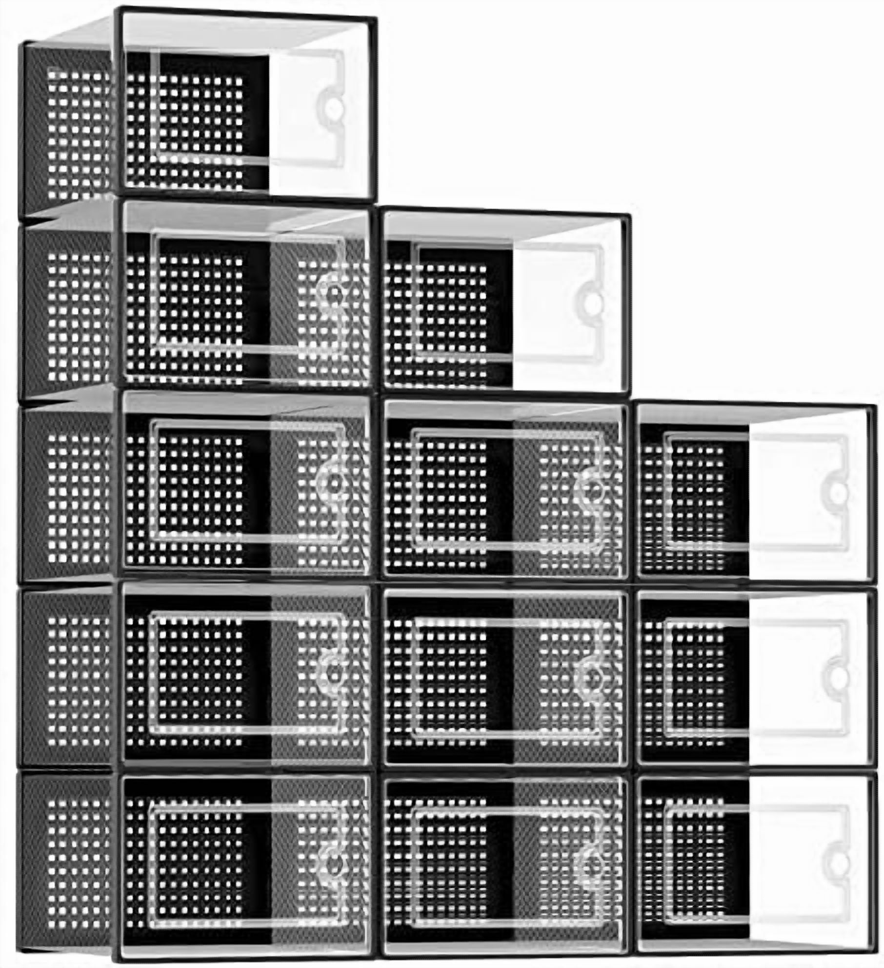 X-Large Shoe Storage Boxes Organizers Clear Plastic Stackable 12 Pack ...