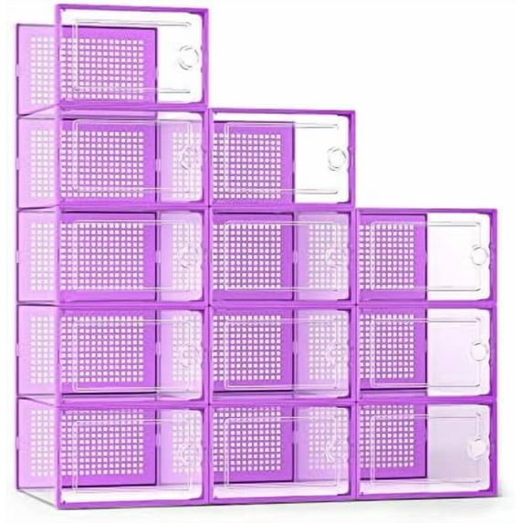 X-Large Shoe Storage Boxes Organizers Clear Plastic Stackable 12 Pack ...