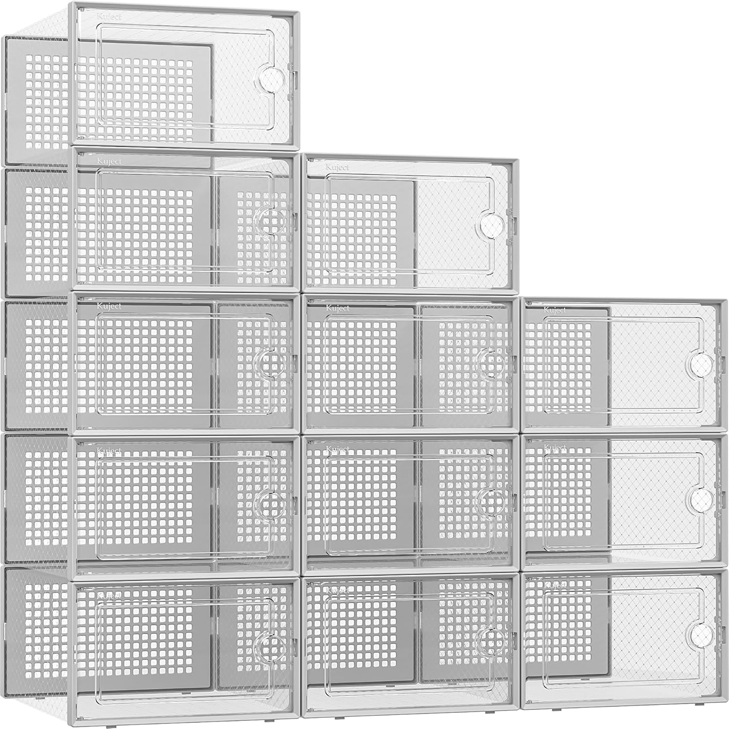 X-Large Shoe Storage Boxes Organizers Clear Plastic Stackable 12 Pack ...
