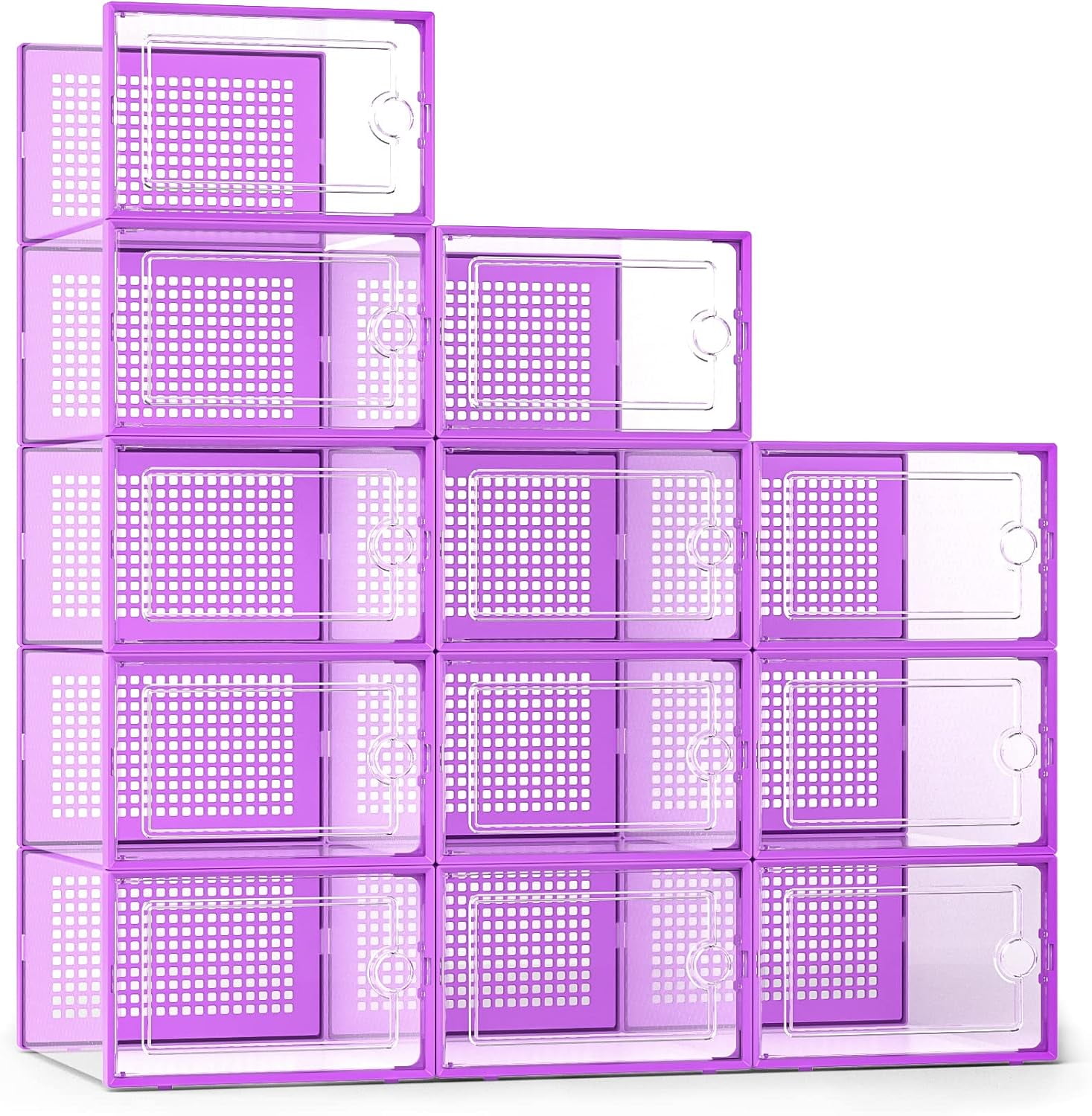 X-Large Shoe Storage Boxes Organizers Clear Plastic Stackable 12 Pack ...