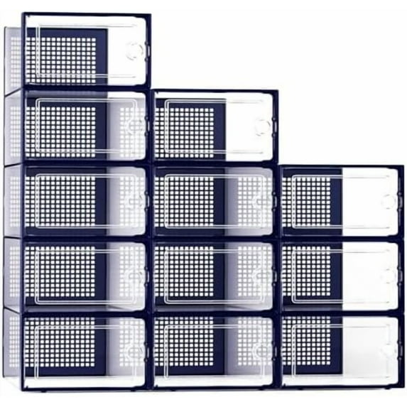 X-Large Shoe Storage Boxes Organizers Clear Plastic Stackable 12 Pack ...
