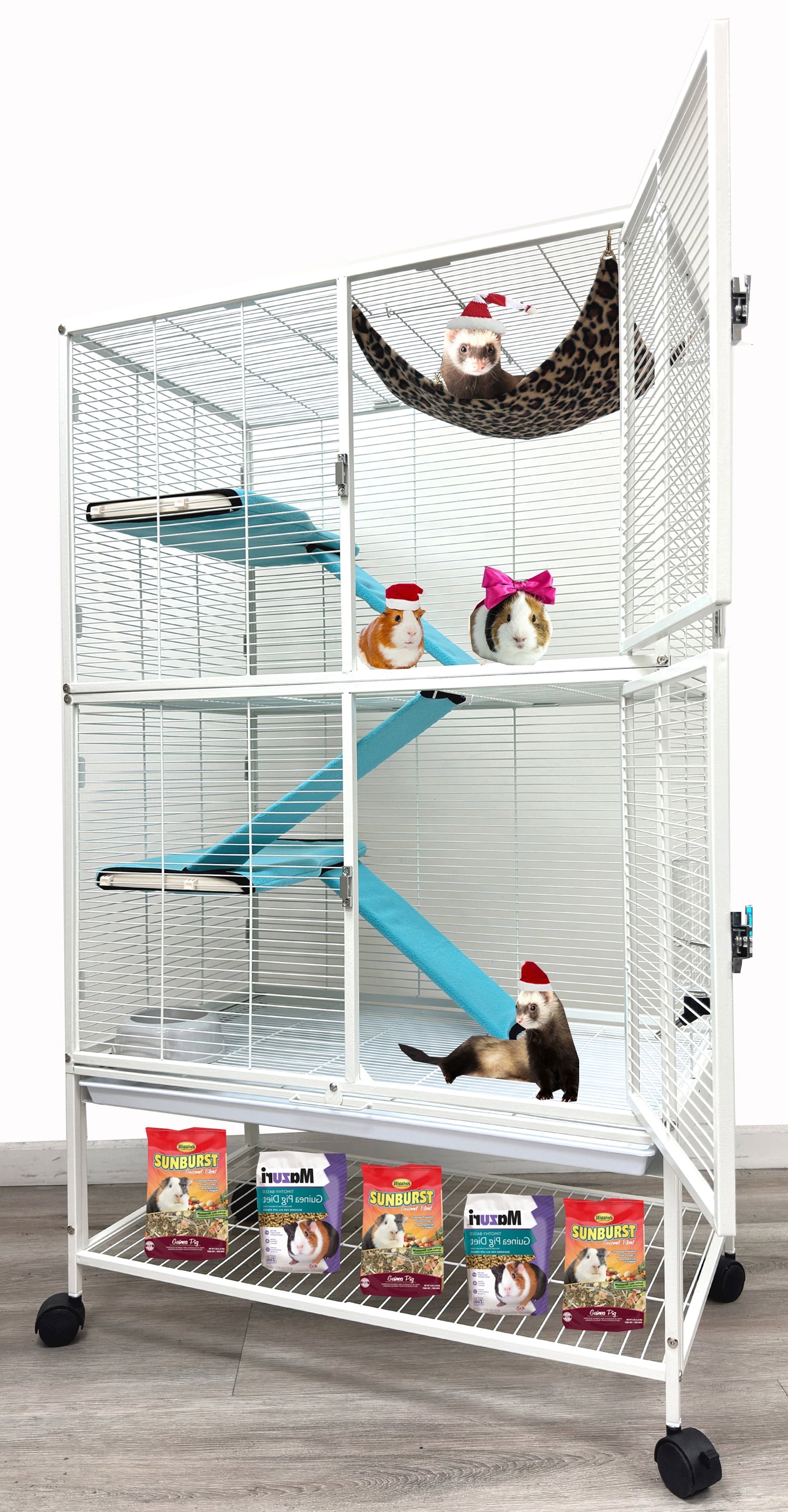 X-Large Two Full Story 4-Tiers Tight 1/2-Inch Bar Spacing Double Large ...