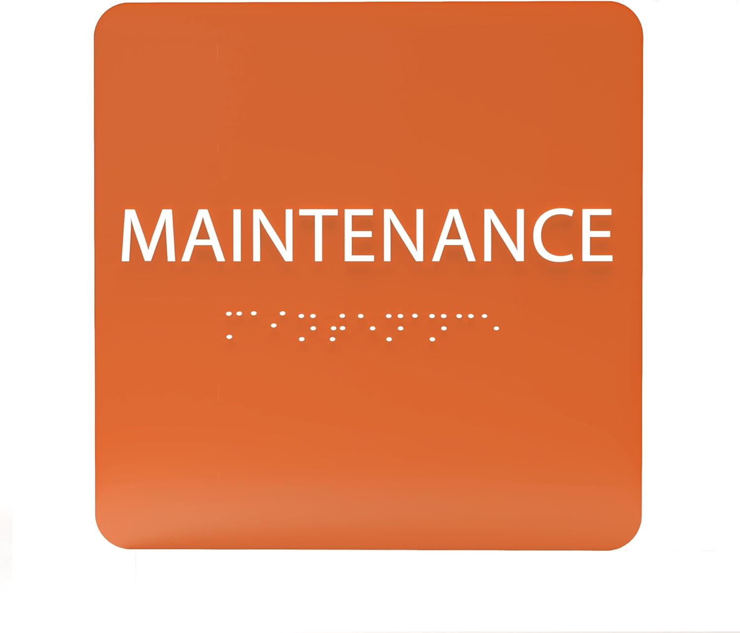 X Maintenance Room Sign - Compliant Tactile Grade 2 Braille Text Wall ...