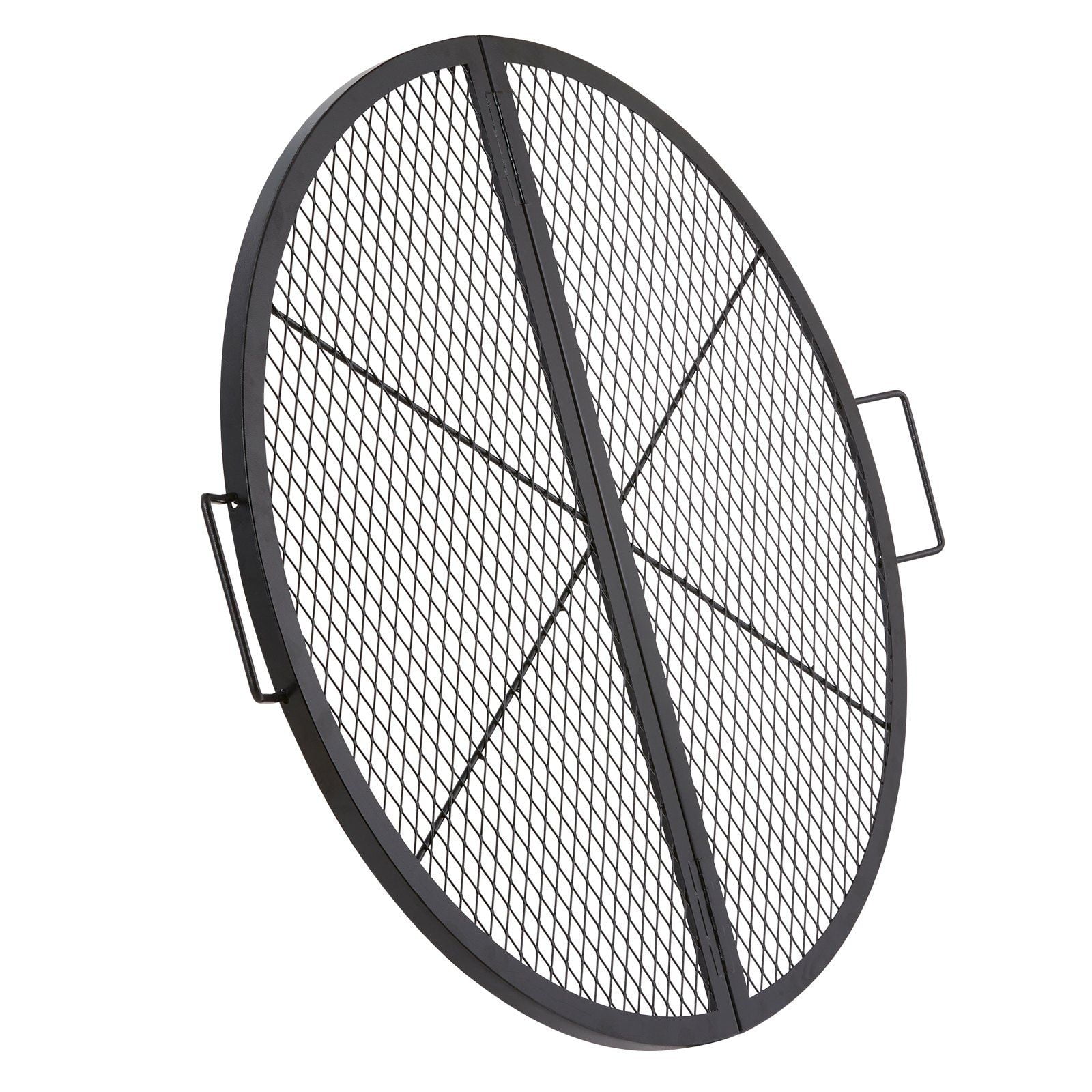 X-Marks Foldable Round Fire Pit Grill Grate – 36 Inch Campfire BBQ ...
