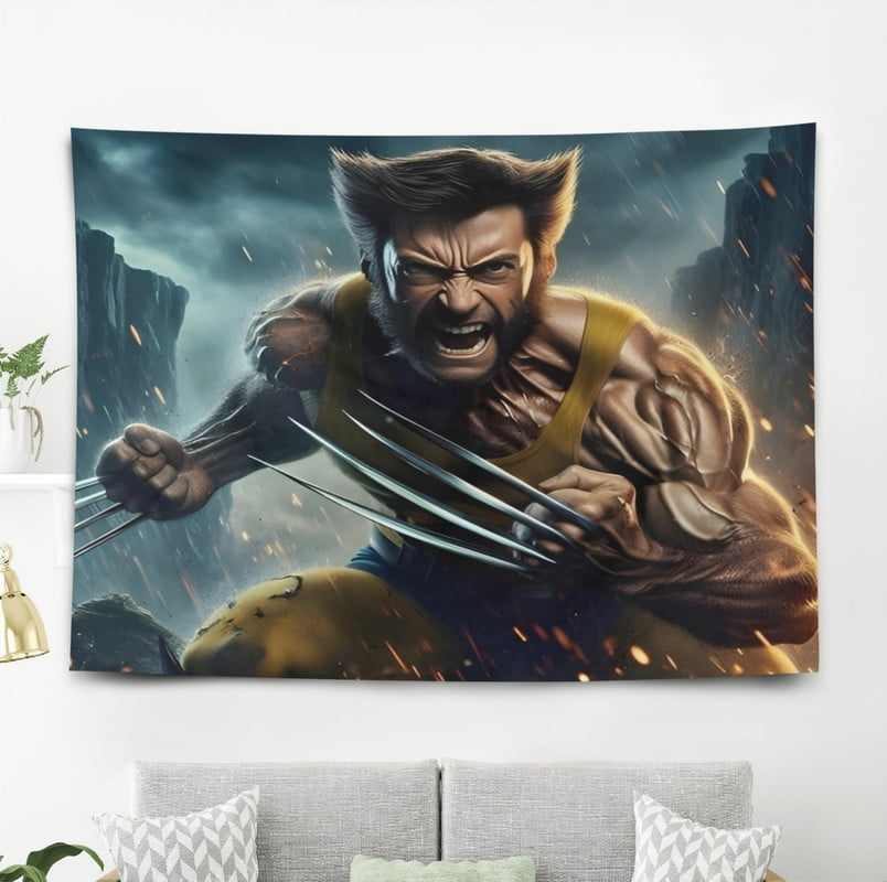 X-Men Wolverine pattern wall hanging 50*60 inches high-quality peach ...