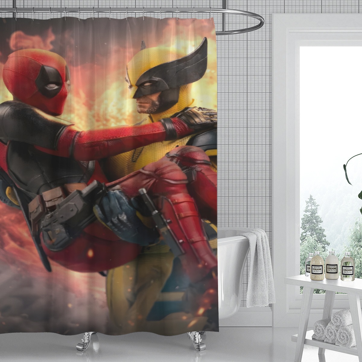 X-Men Wolverine shower curtain presents an artistic print, is ...