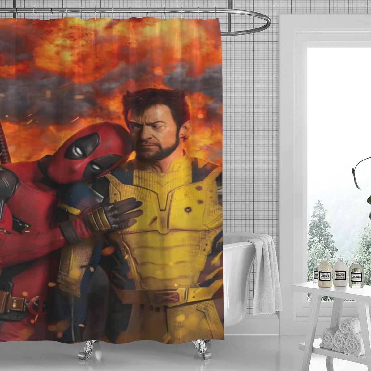 X-Men Wolverine shower curtain showcases an iconic print, is waterproof ...