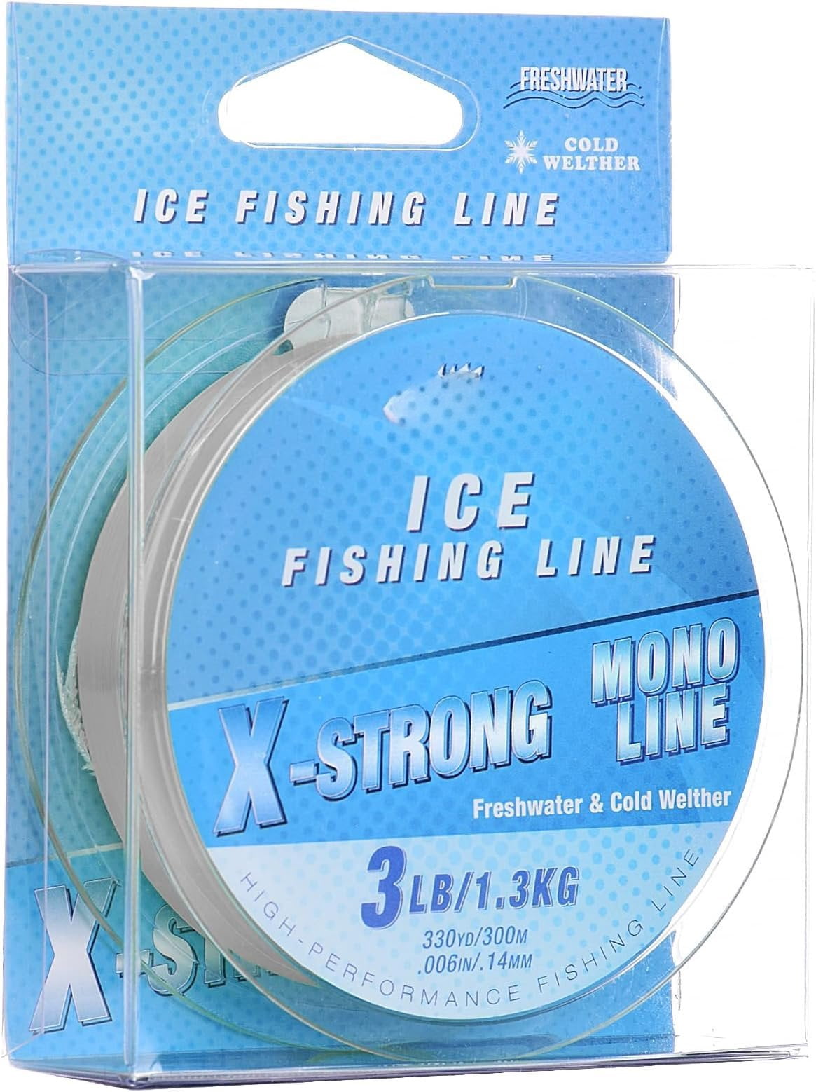 X- Monofilament Ice Fishing Line with Spool Mono Line 3/4/6/8LB 330YD ...