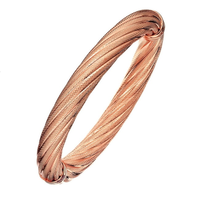 X & O 18KT GEP - 10mm Rose Gold Twisted-Textured Bangle - Walmart.com