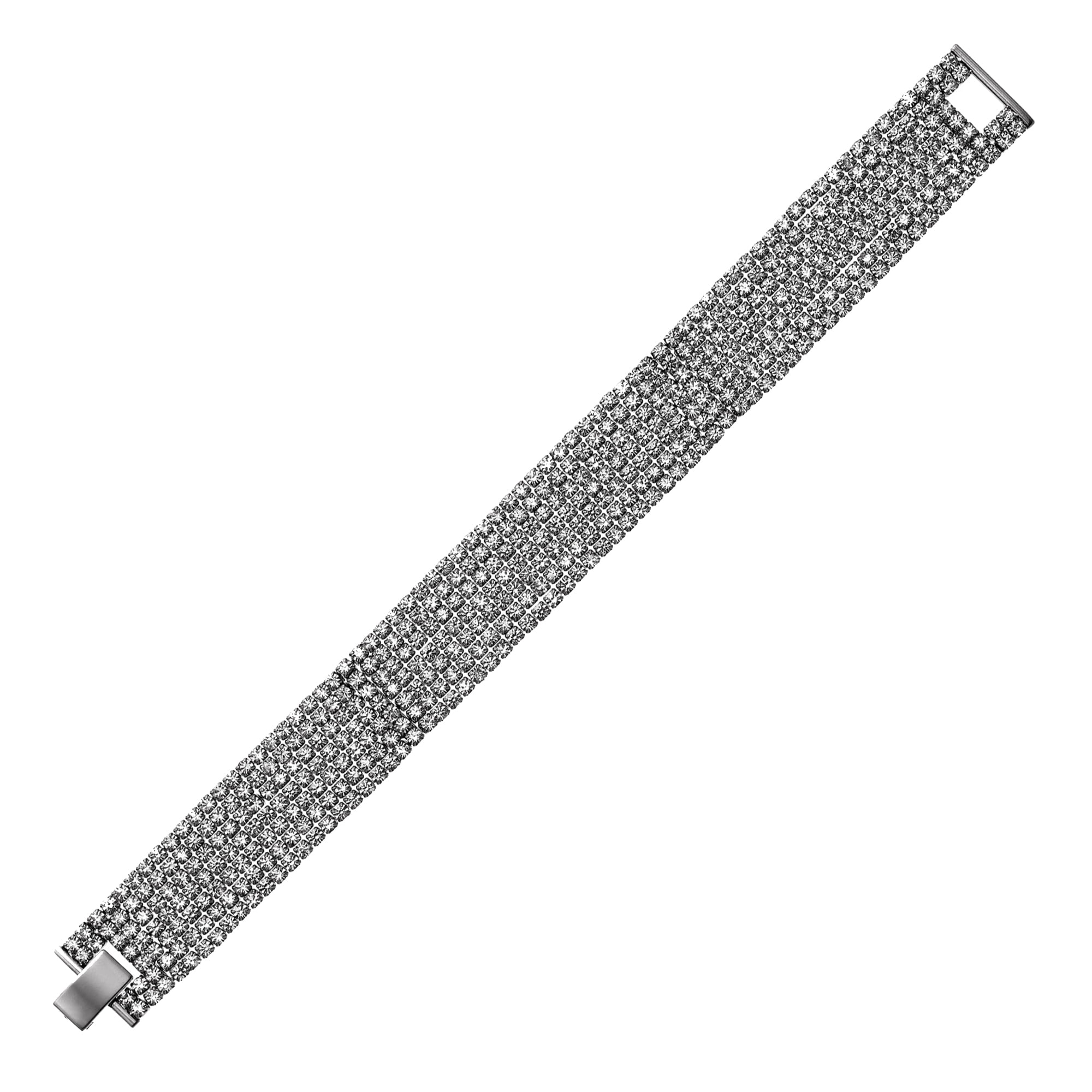 X & O Black Rhodium Plated Crystal Seven Row Bracelet - Walmart.com