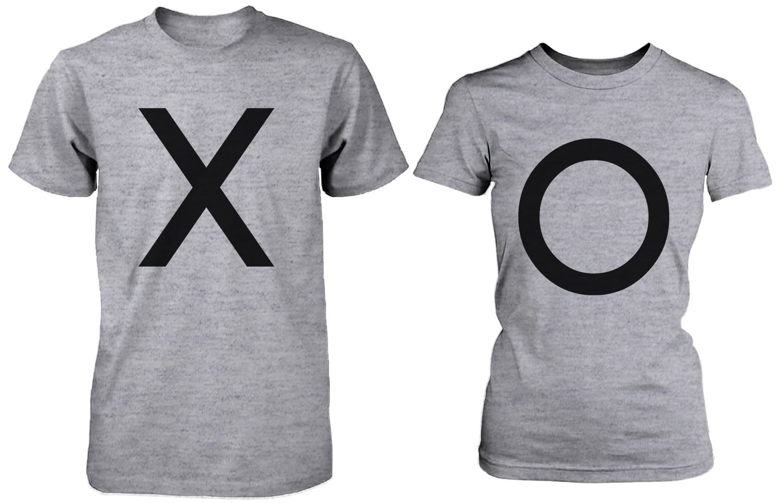 X O Couple Shirts His and Hers Tee Set XO T-shirts Short Sleeve Heather ...