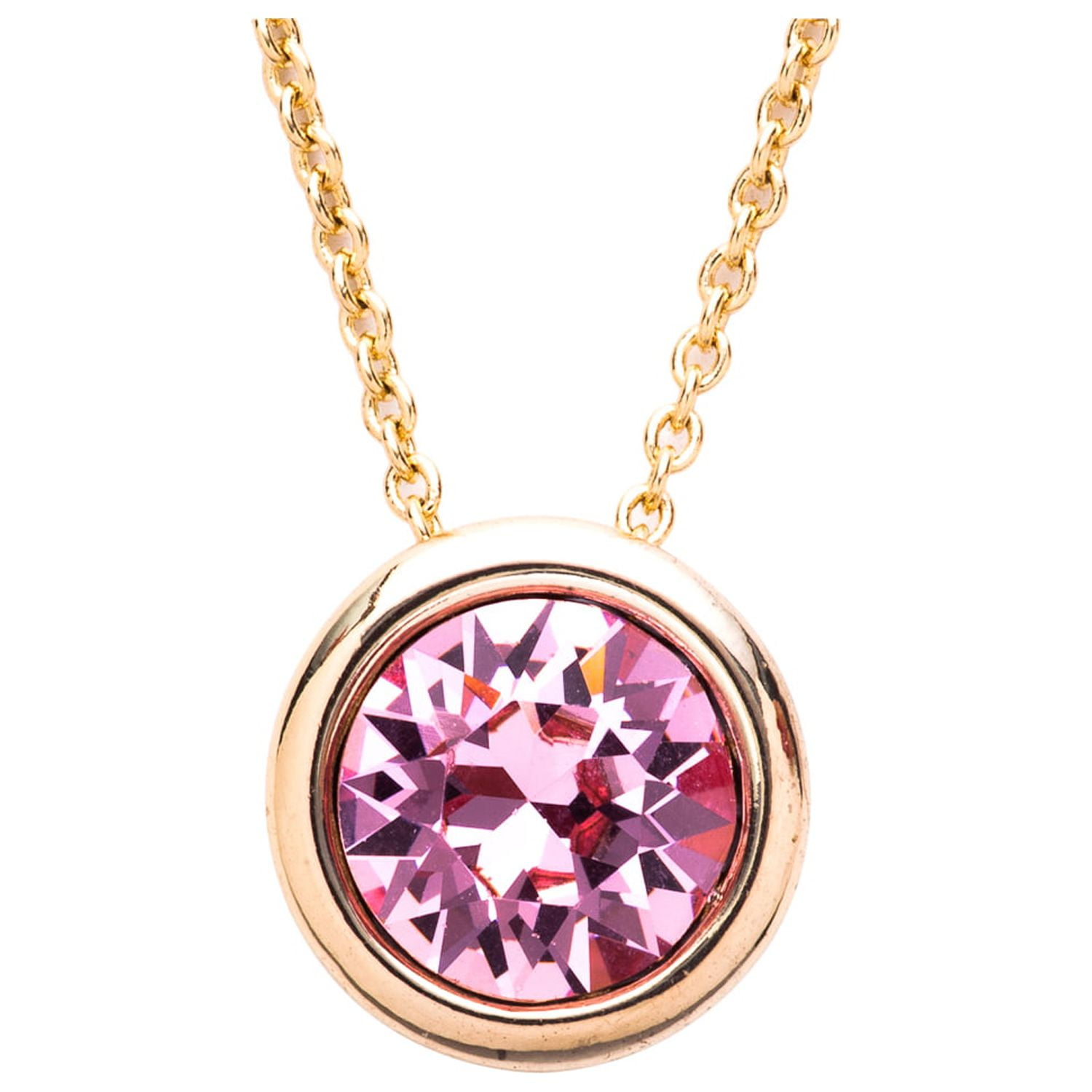 X & O Women's 14K Yellow Gold Plated Light Rose Crystal Pendant ...