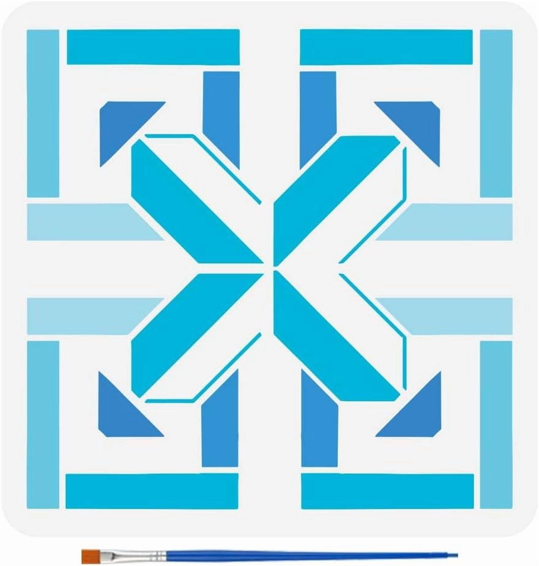 X Pattern Ceramic Tile Drawing Stencil with A Paint Brush 11.8x11.8inch ...