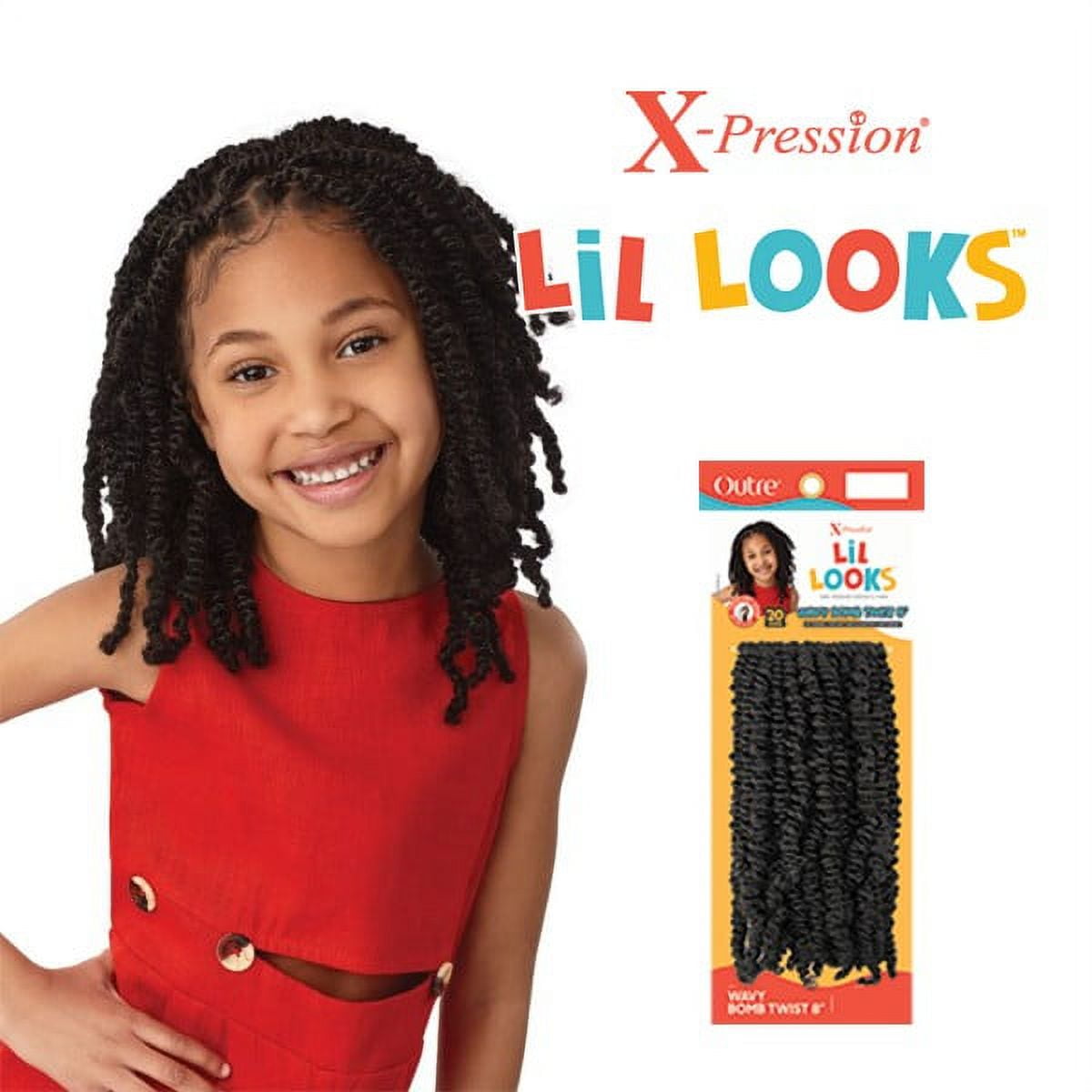 X-Pression 8" Lil Looks Wavy Bomb Twist Crochet Braiding Hair By Outre ...