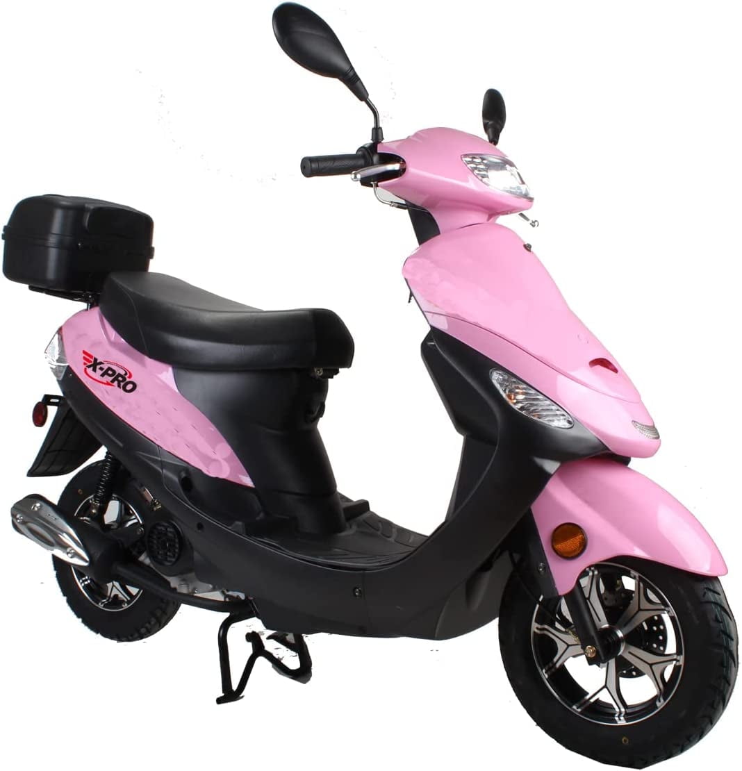 "X-Pro 50cc Street Adults Moped Scooter, 10"" Aluminum Wheels, Electric/Kick Start, Large ...