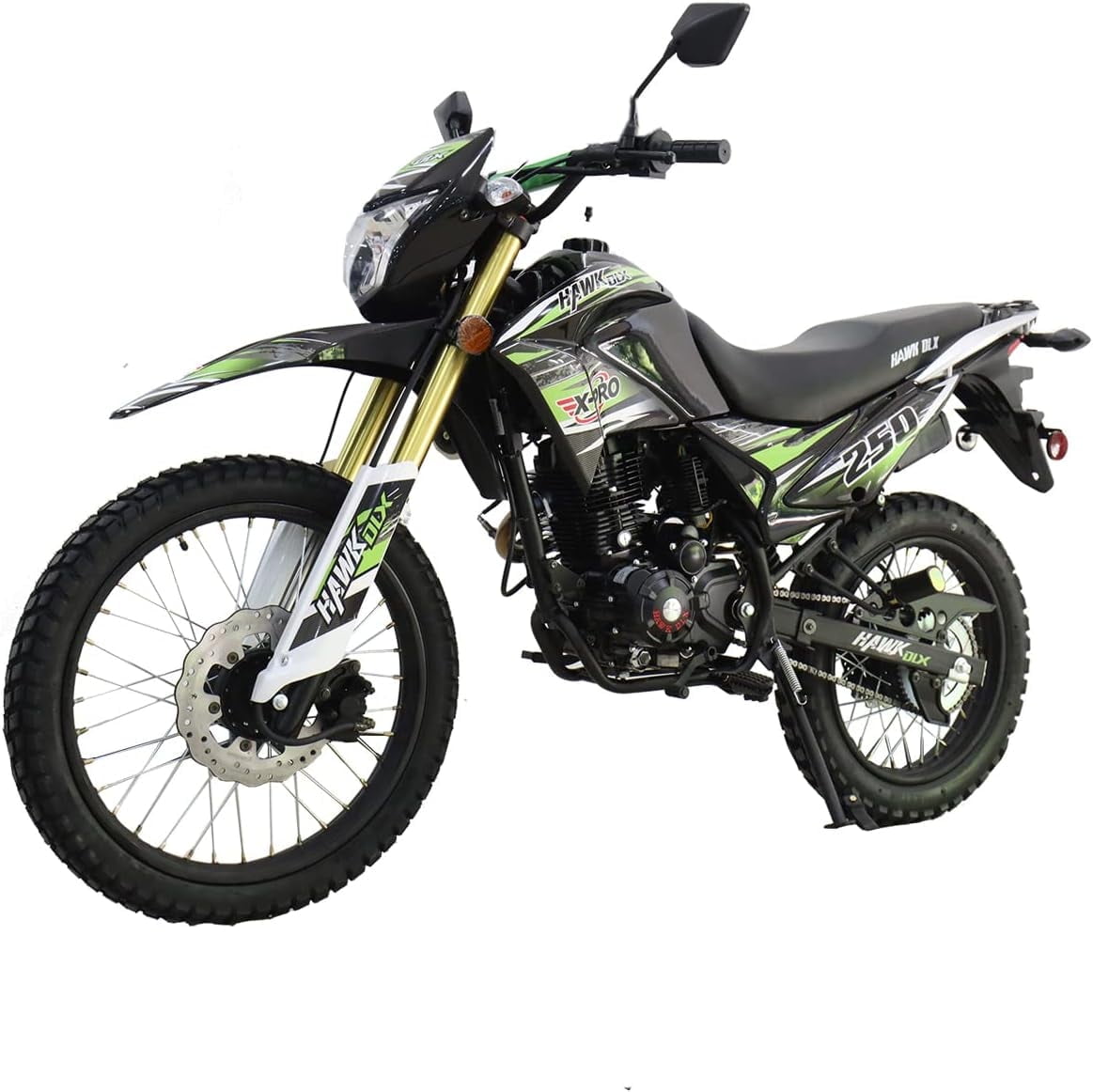 X-Pro Brand New Hawk Dlx 250cc Dirt Bike, 5 Manual Transmission Electric/Kick Start, 21"/18 ...
