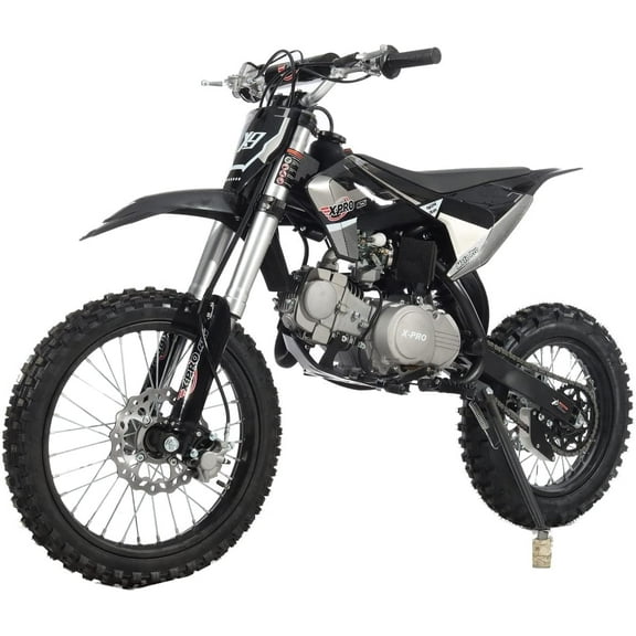 "X-Pro 125cc Dirt Bike, 4-Speed Semi-Automatic, Kick Start with 14""/12"" Tires, High Ground ...