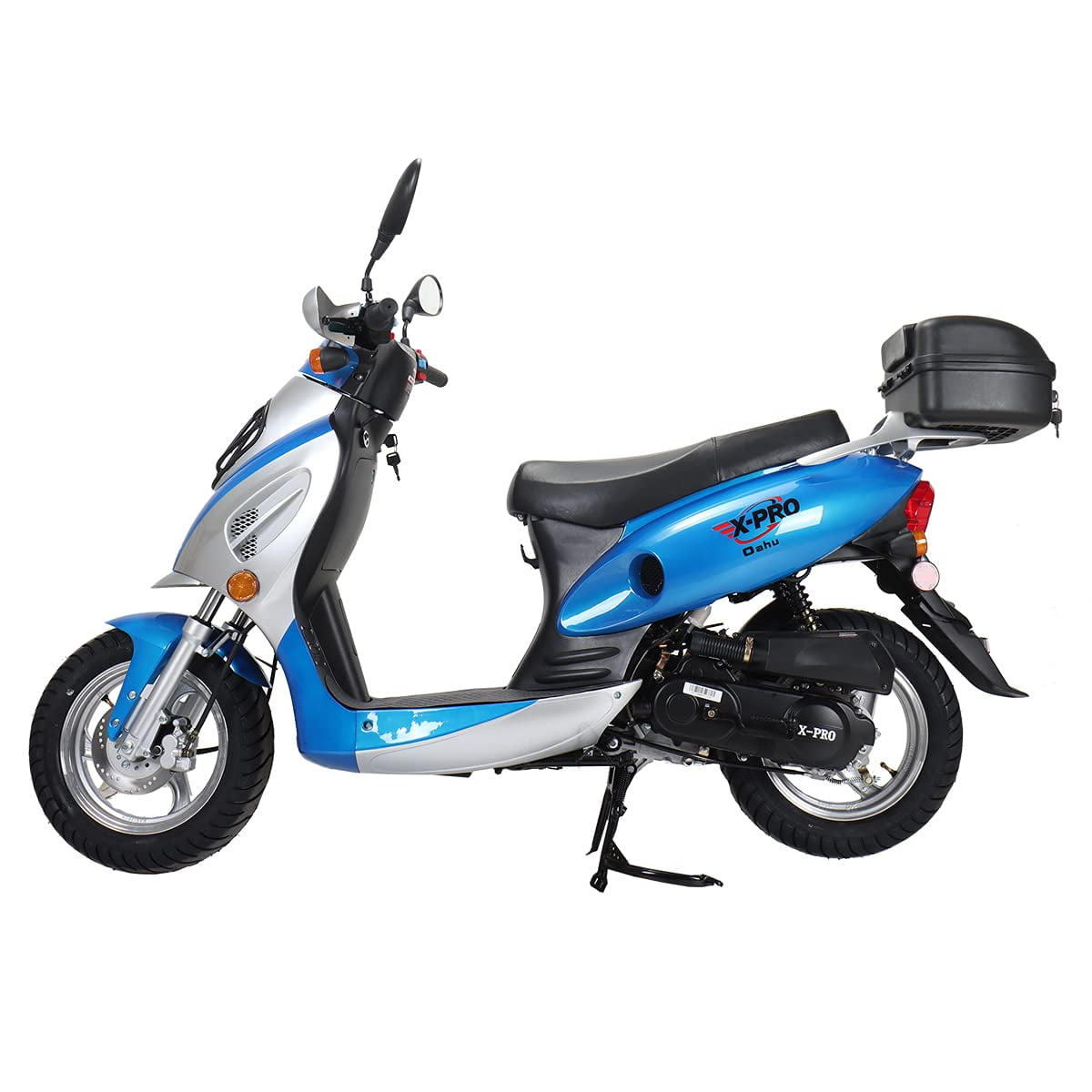 X-Pro Oahu 50cc Moped with 10" Aluminum Wheels, Rear Trunk! Electric ...