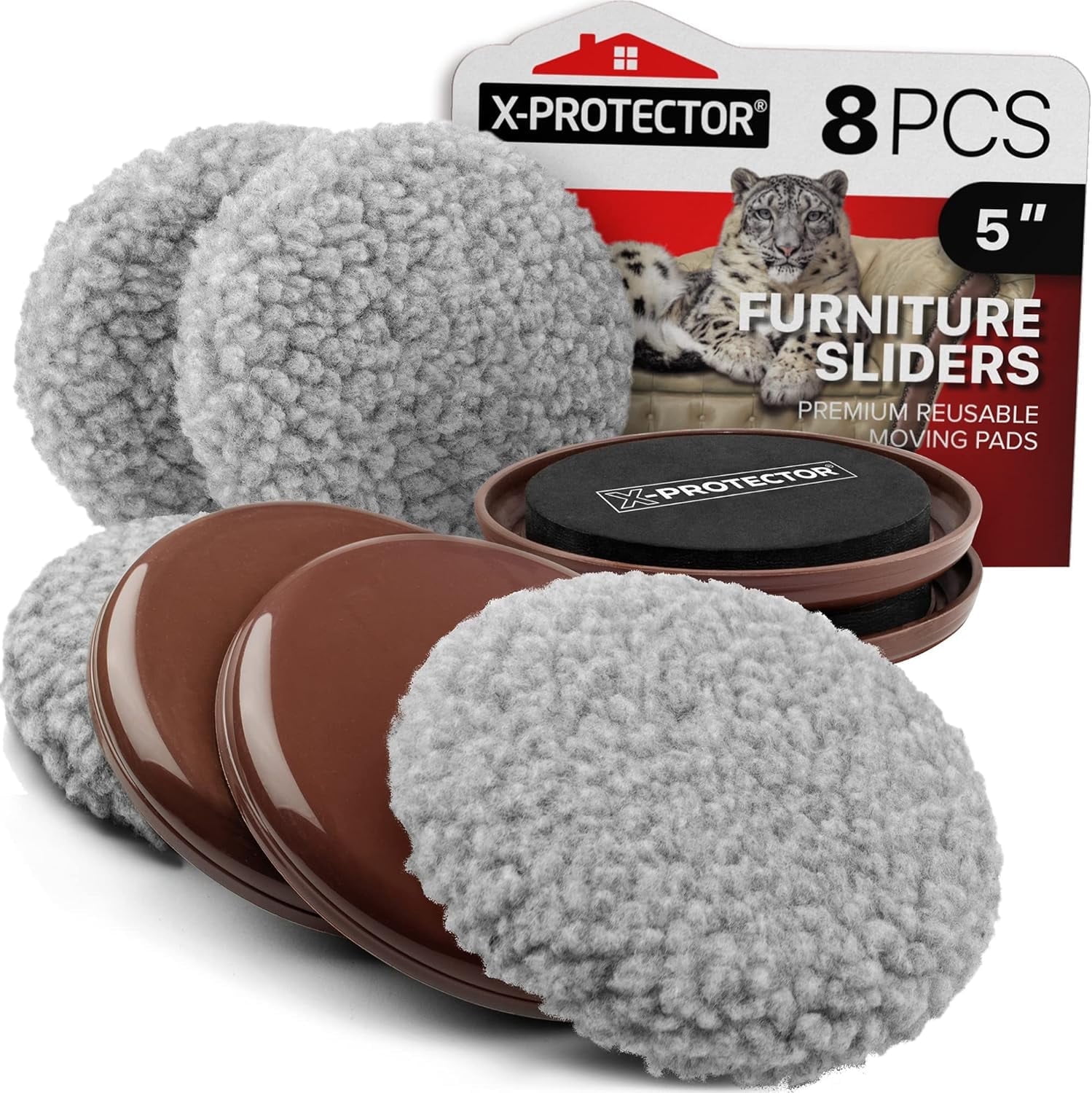 X-Protector Furniture Sliders for Carpet & Hard Floors - 8 PCS 5 ...