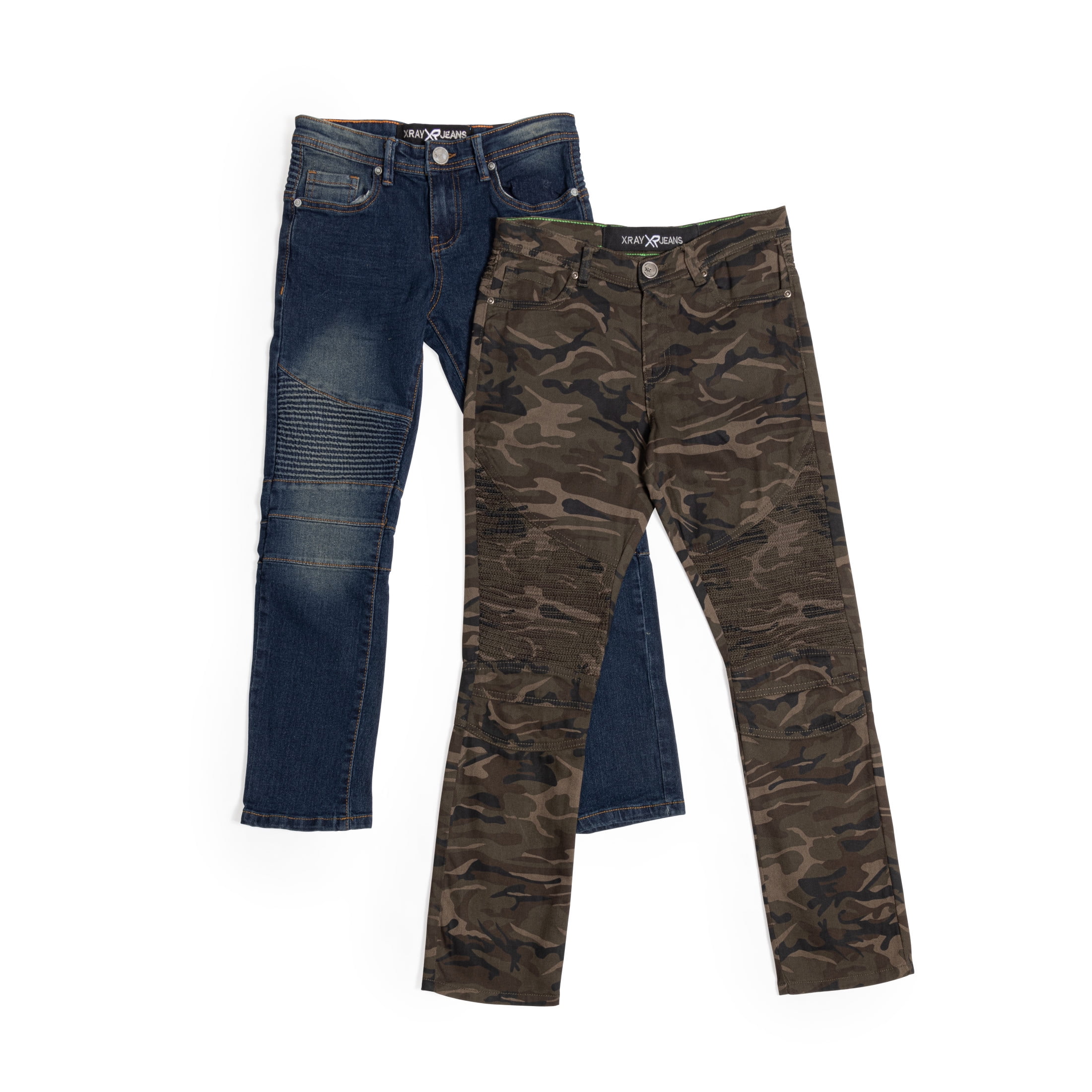 X RAY JEANS Big Boy's Stretch Jeans - 2 Pack, Indigo/Olive Camo, 16 ...
