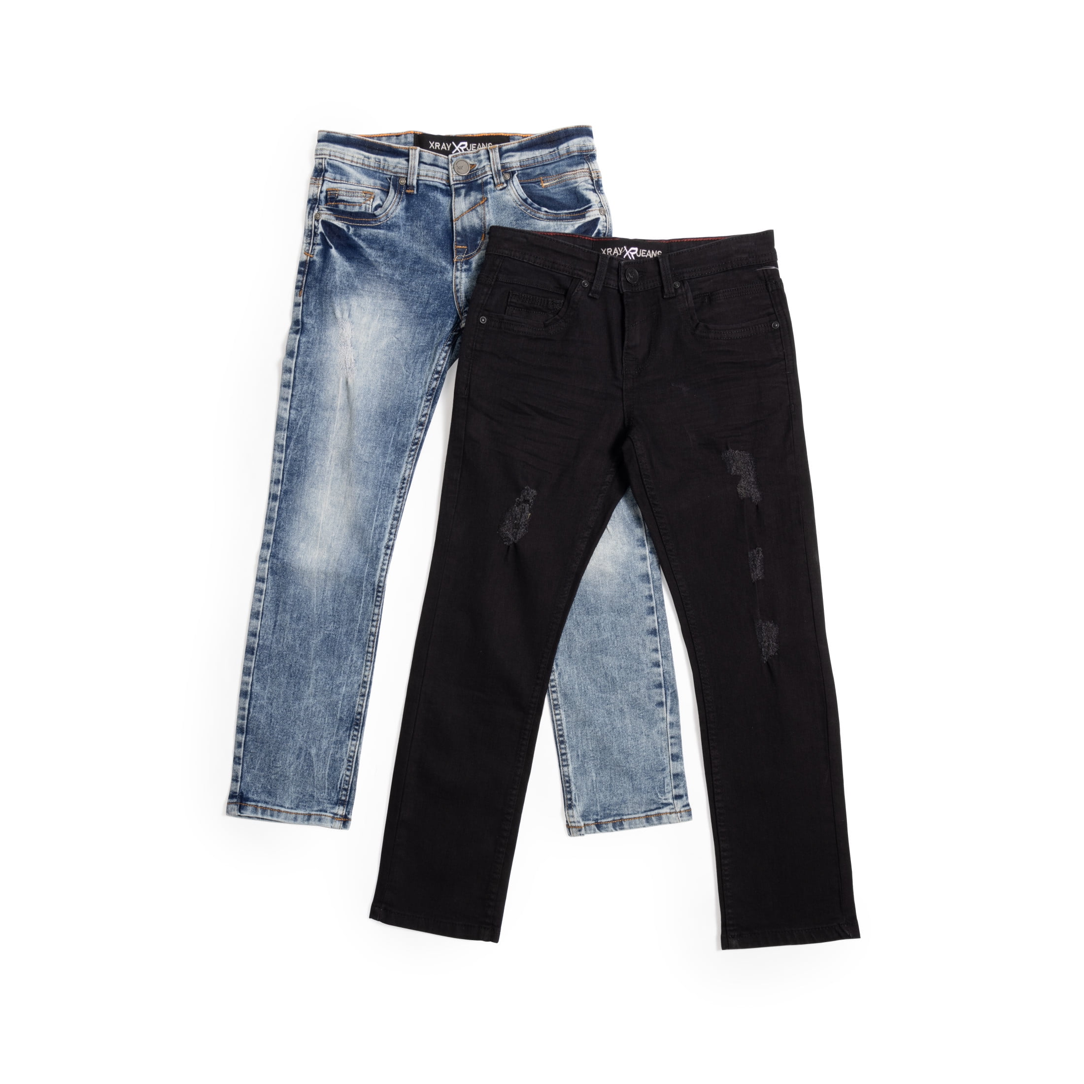 X RAY JEANS Big Boy's Stretch Jeans - 2 Pack, Jet Black/Blue, 12 ...