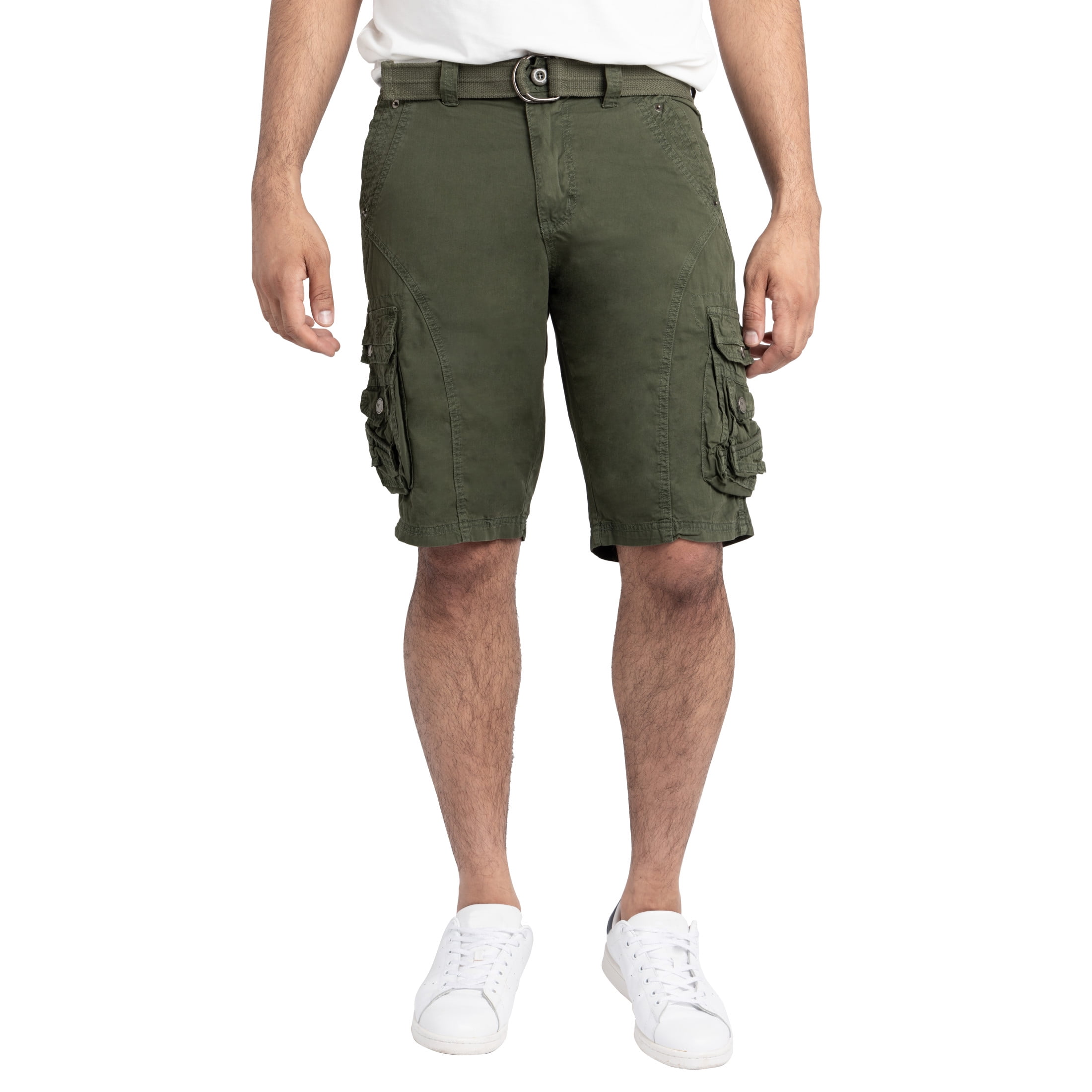 X RAY JEANS Men's Belted 12.5" Inseam Knee Length Cargo Shorts ...