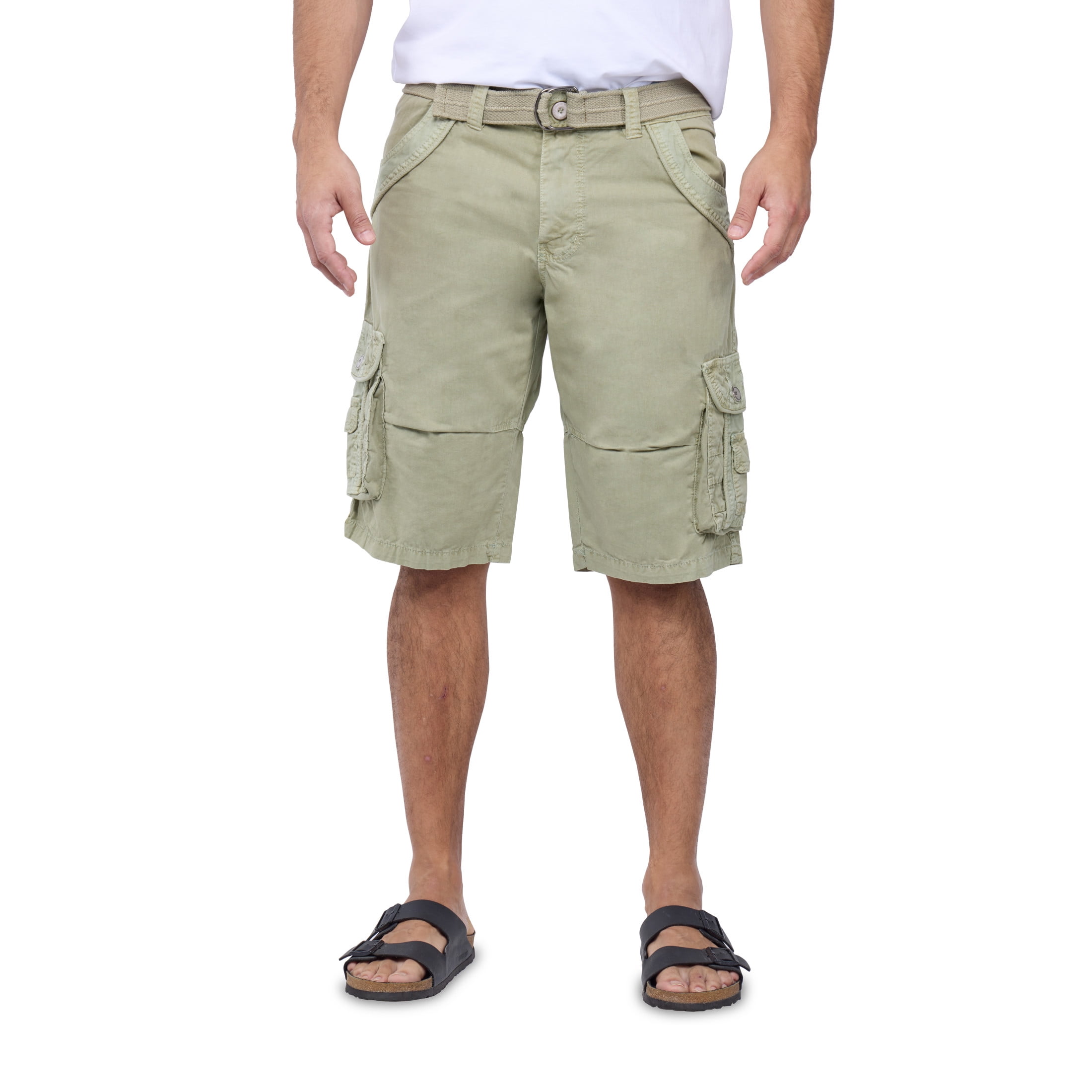 X RAY JEANS Men's Belted 12.5" Inseam Knee Length Cargo Shorts, Stone ...