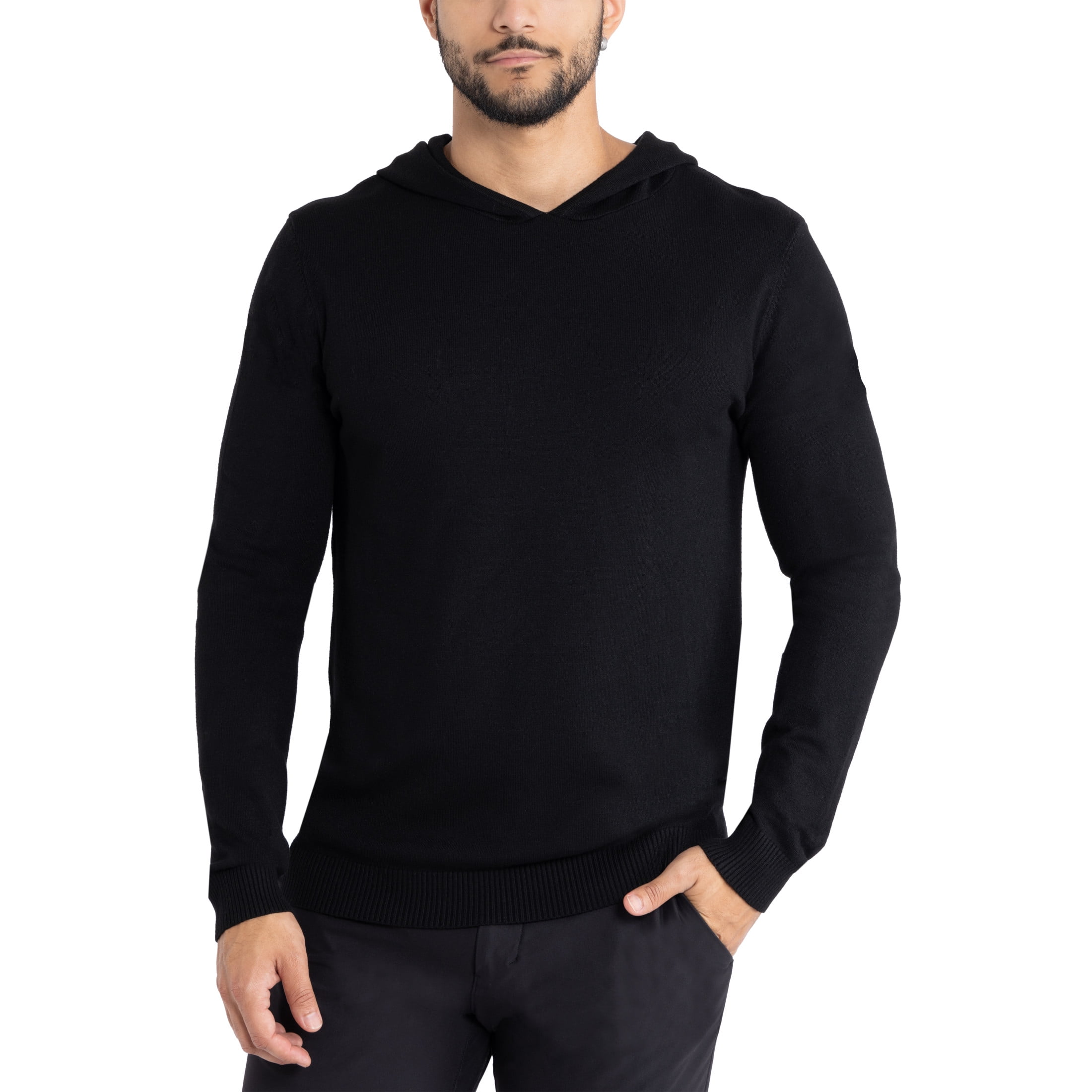 X RAY JEANS Mens Basic Hooded Sweater, Black, L - Walmart.com