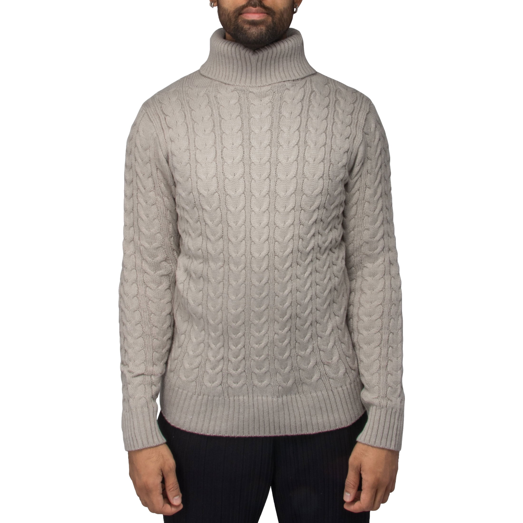 X RAY JEANS Mens Cable Knit Roll Neck Sweater, Sand, S - Walmart.com