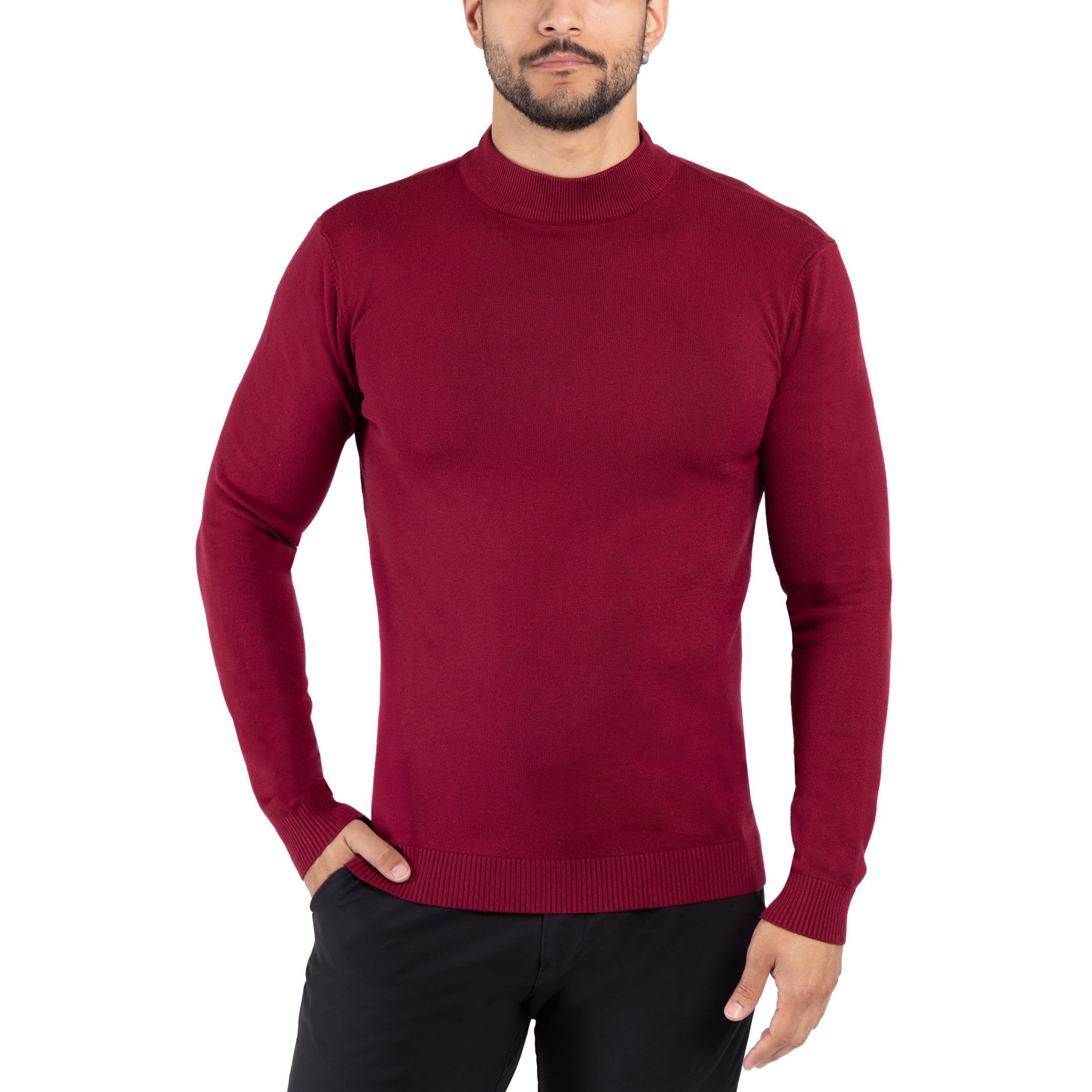 X RAY JEANS Mens Mock Neck Sweater Pullover, Dark Burgundy, S - Walmart.com