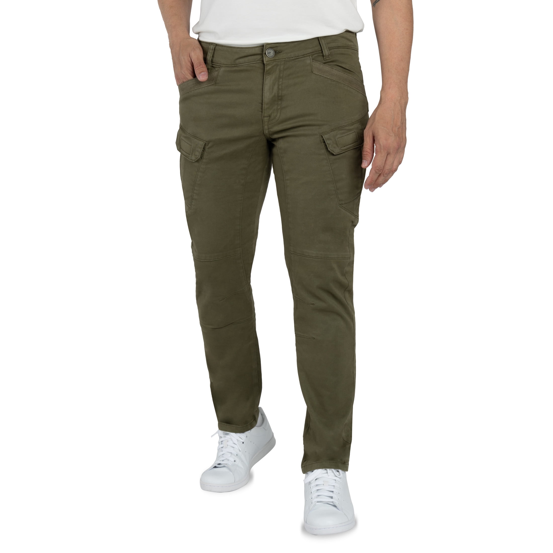 X RAY JEANS Mens Slim-Fit Stretch Twill Cargo Pants, Olive, 32X32 ...