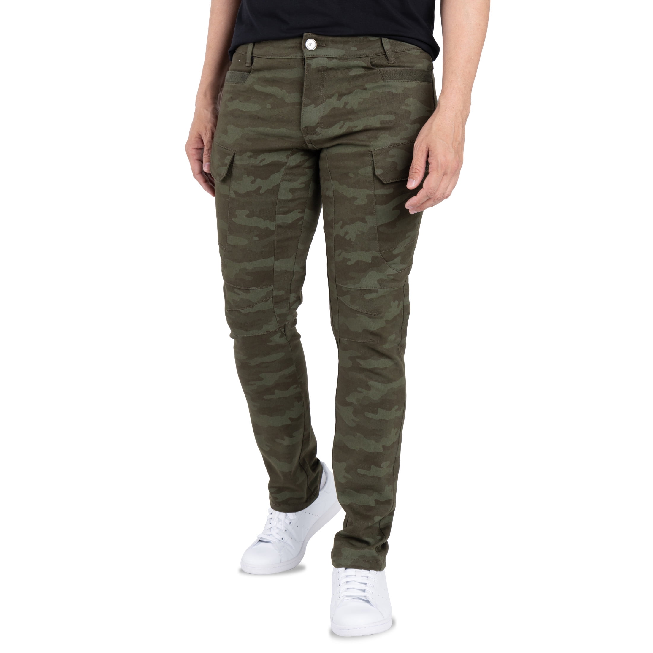 X RAY JEANS Mens Slim-Fit Stretch Twill Cargo Pants, Olive Camo, 34X30 ...