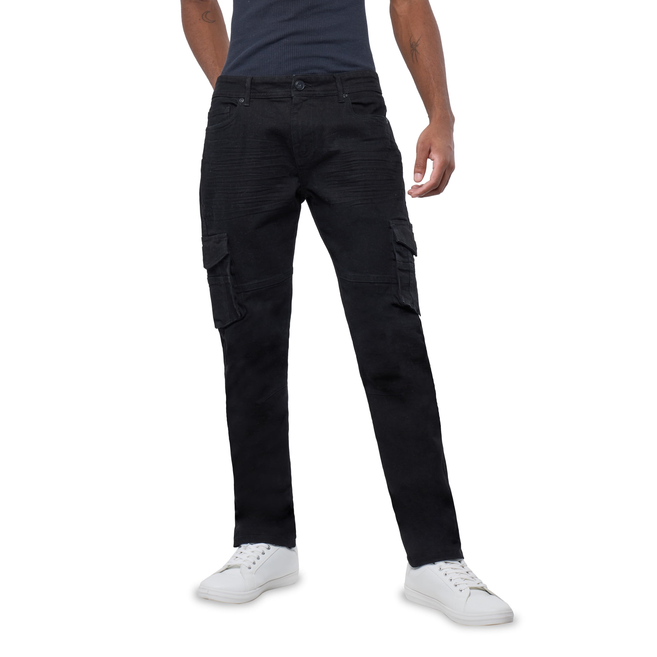 X RAY Jeans Men's Slim Fit Cargo Pocket Denim Jeans, Jet Black, 36X32 ...