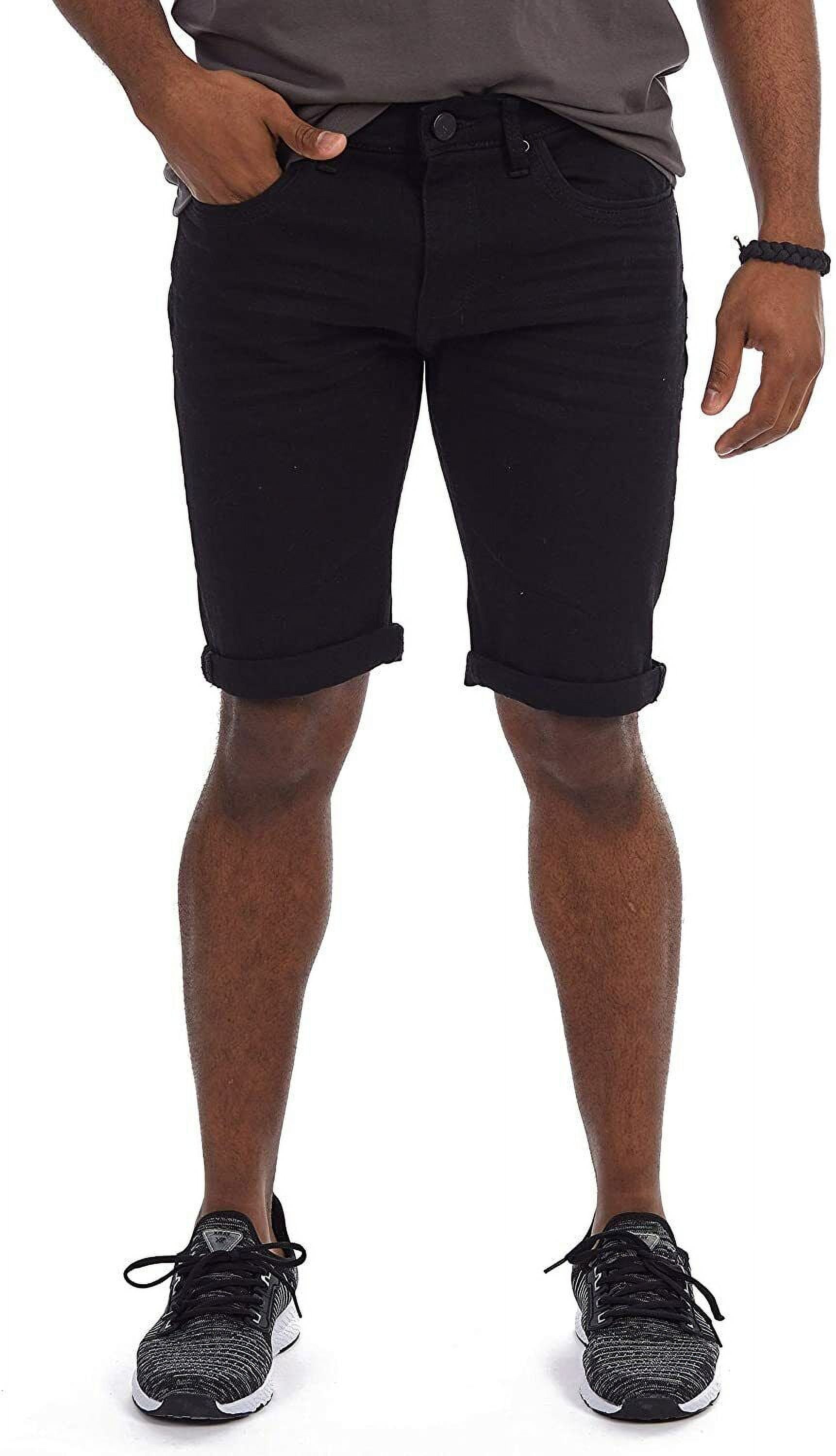 X RAY Jeans Shorts for Men Roll Cuff Denim Short Jet Black Comfortable ...