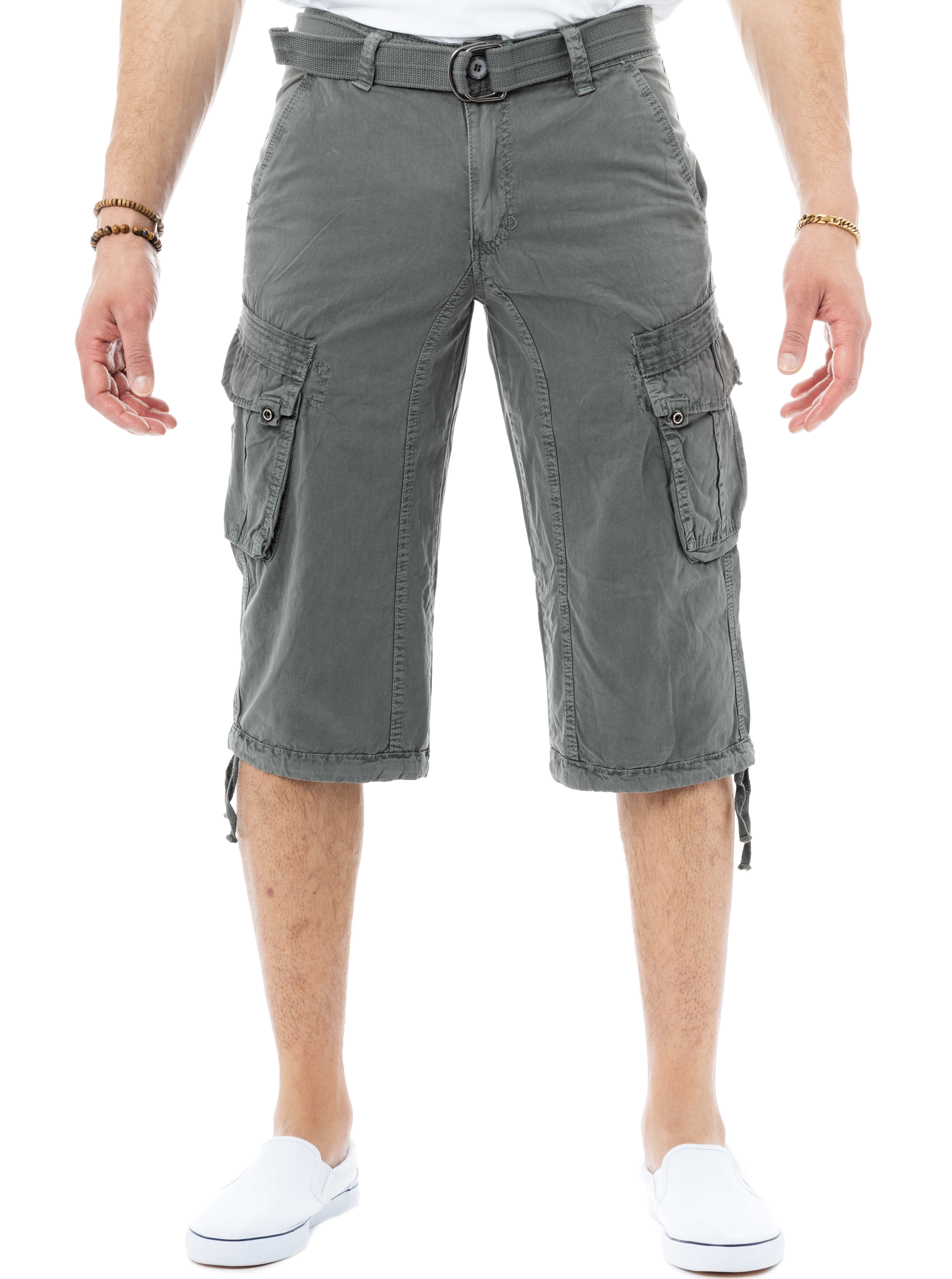 X RAY Men's Belted Cargo Long Shorts 18" Inseam Below Knee Length Multi ...