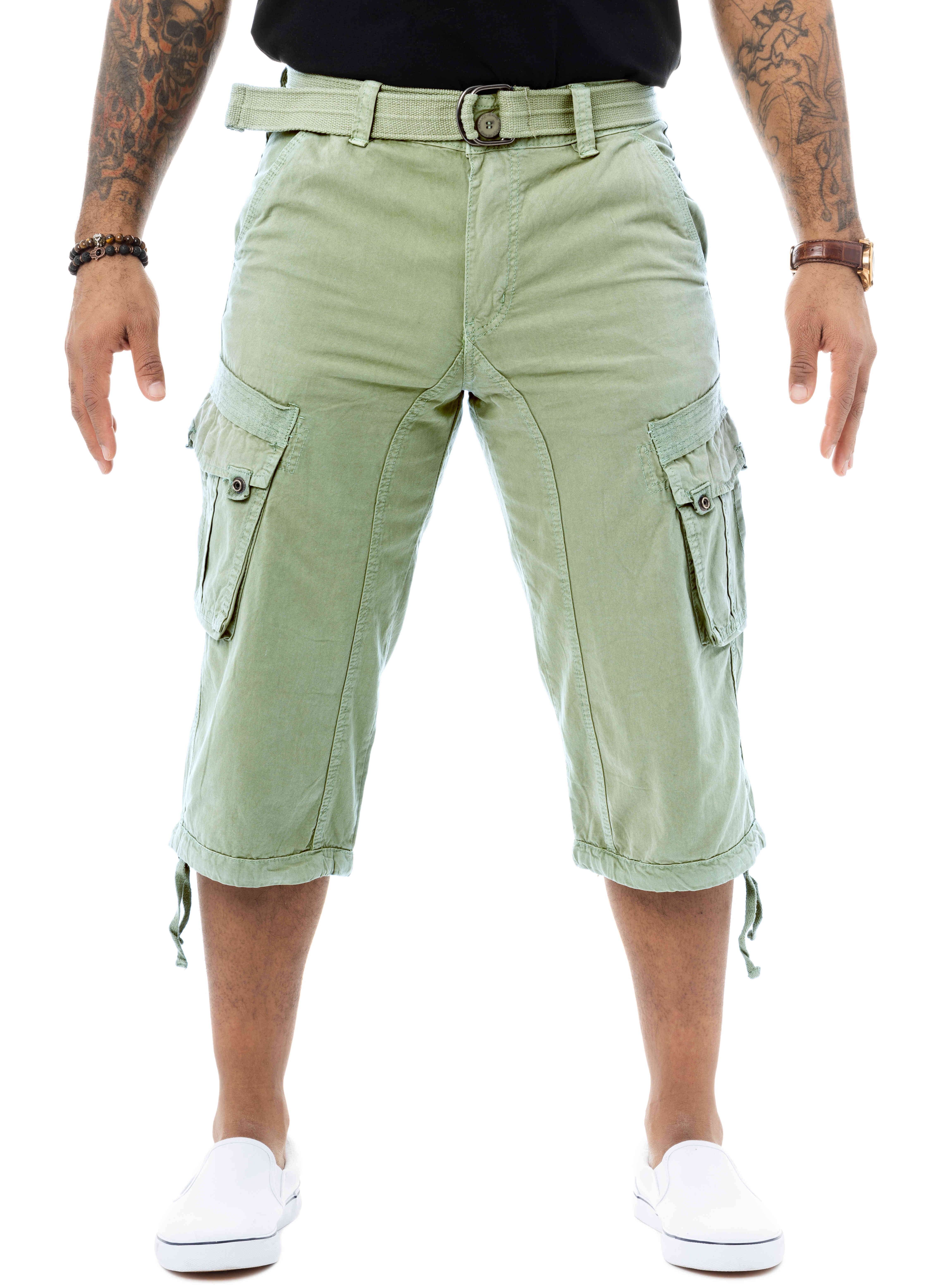 X RAY Men's Belted Long Cargo Shorts for Men, Below Knee Length Mens ...