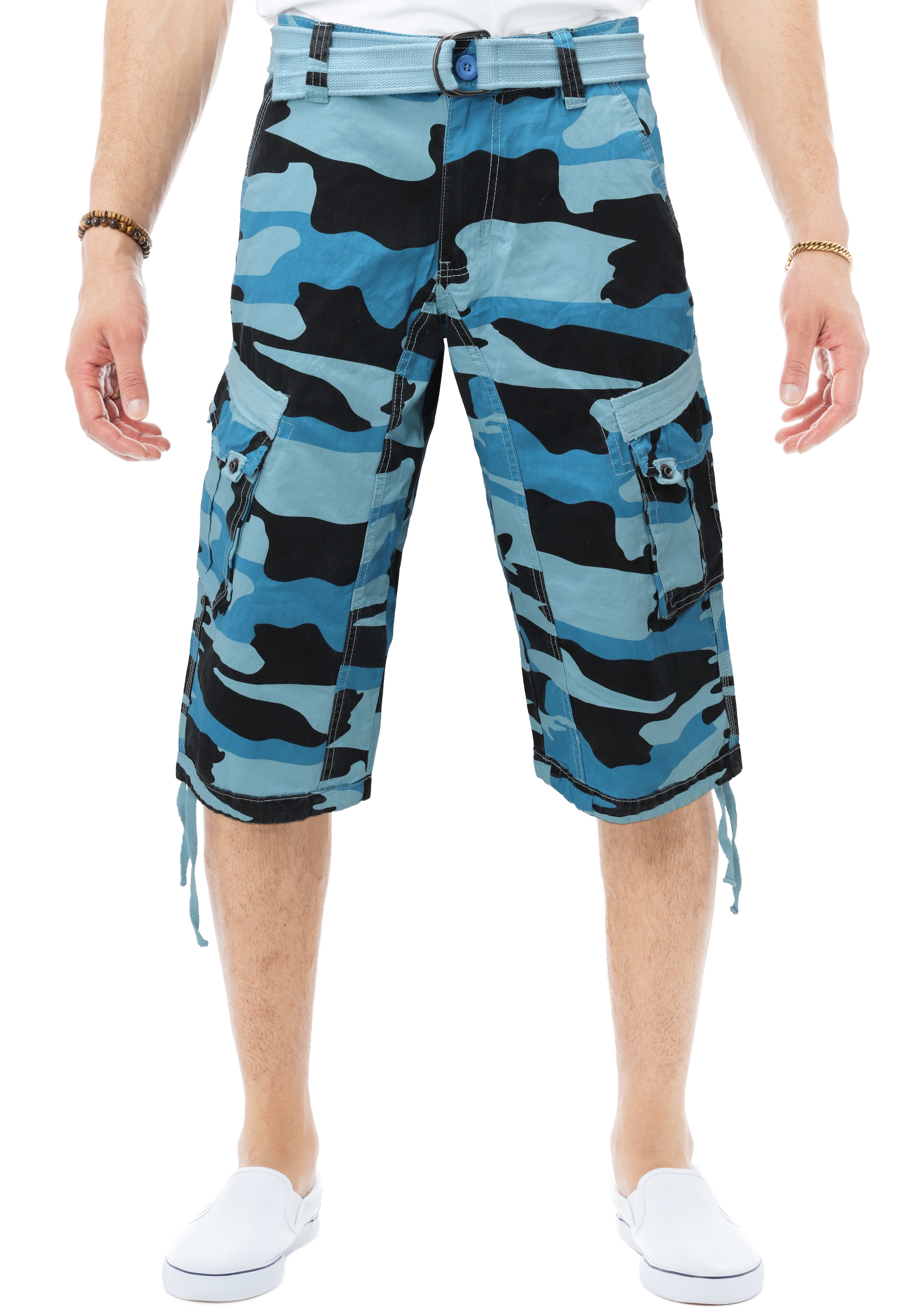 X RAY Men's Belted Long Cargo Shorts for Men, Below Knee Length Mens ...