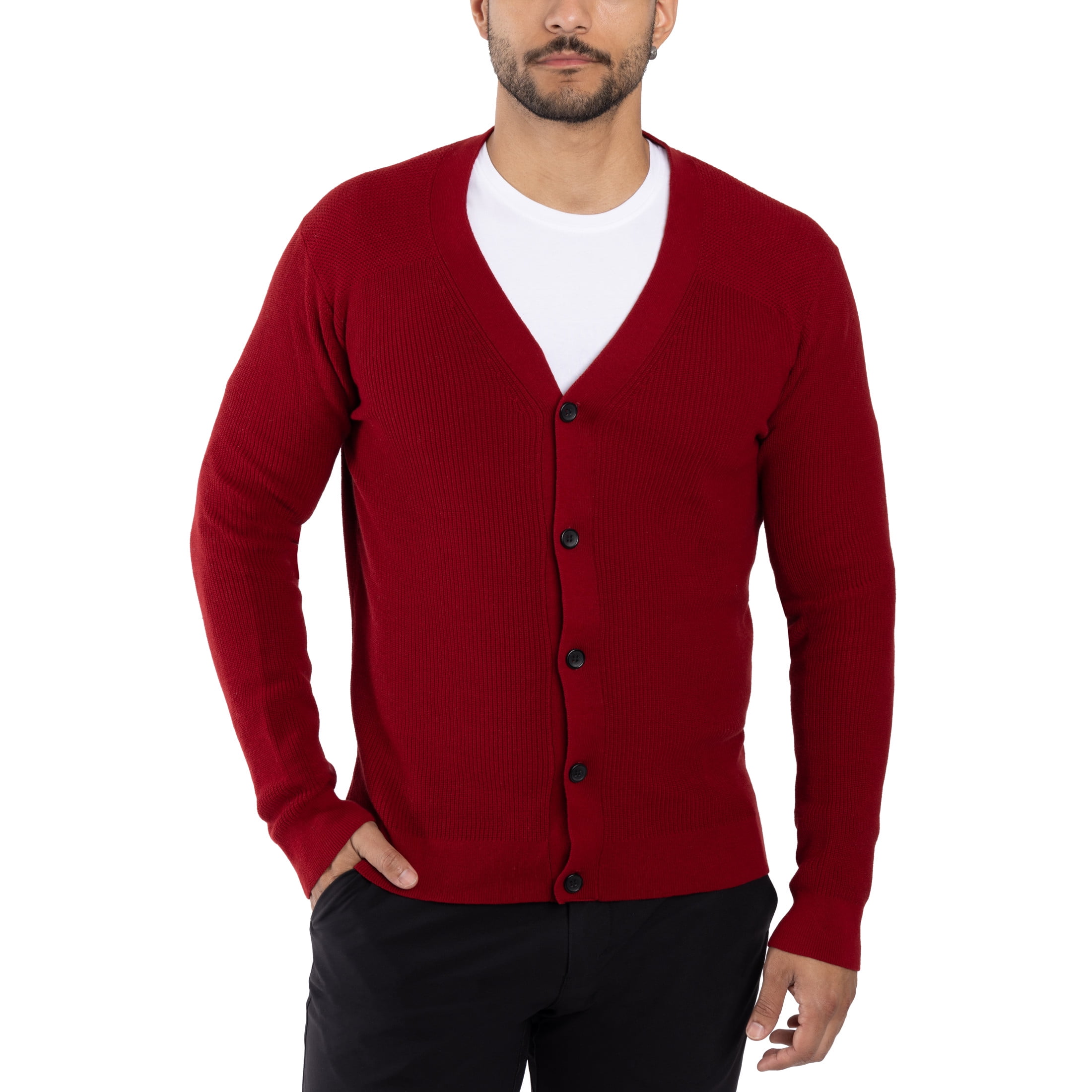 X RAY Men's Durable Cotton Cardigan Sweater, Soft Ribbed V X RAY Men's Durable Cotton Cardigan Sweater, Soft Ribbed V