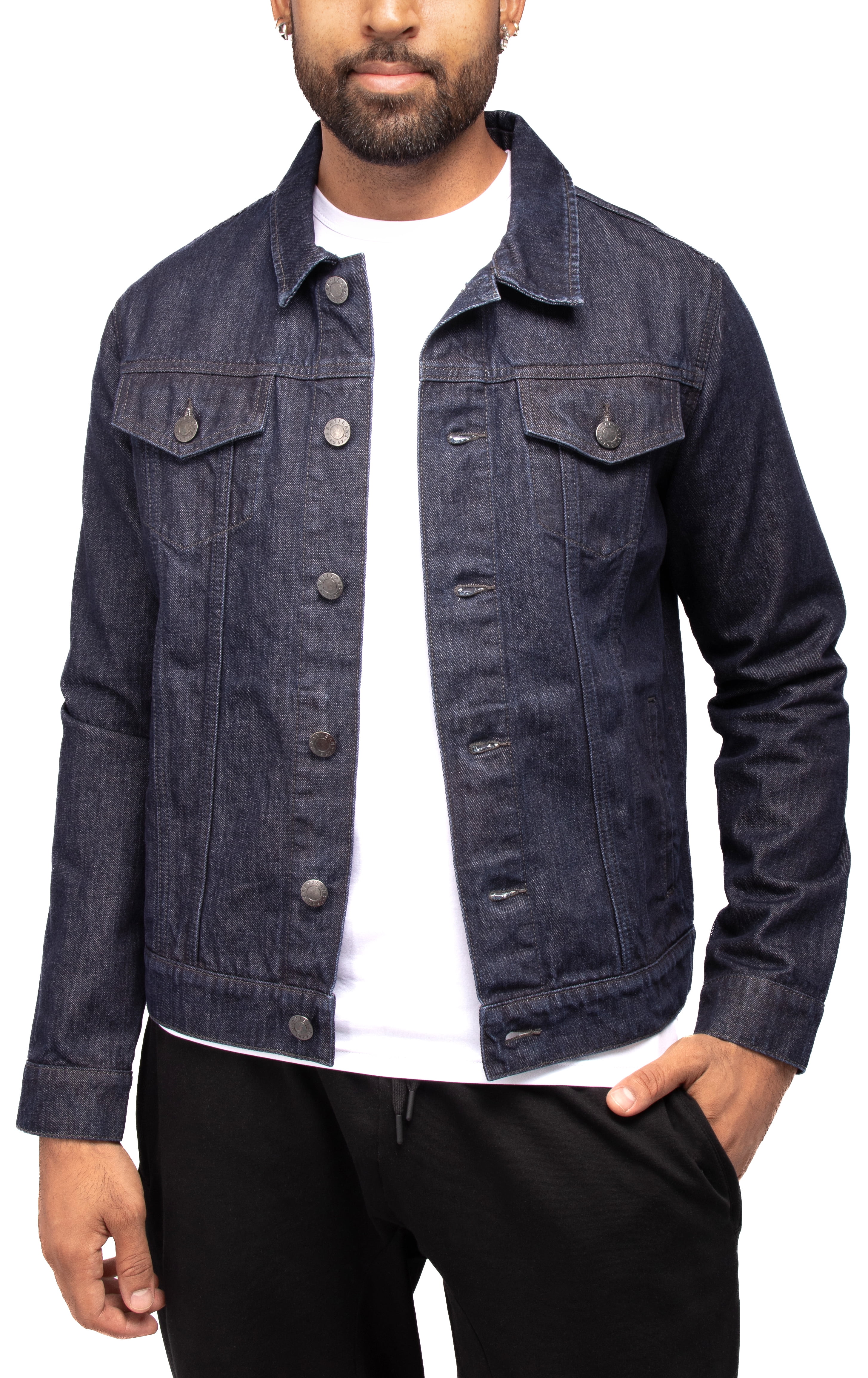 X RAY Men's Denim Jacket, Washed Ripped Distressed Flex Stretch Casual ...