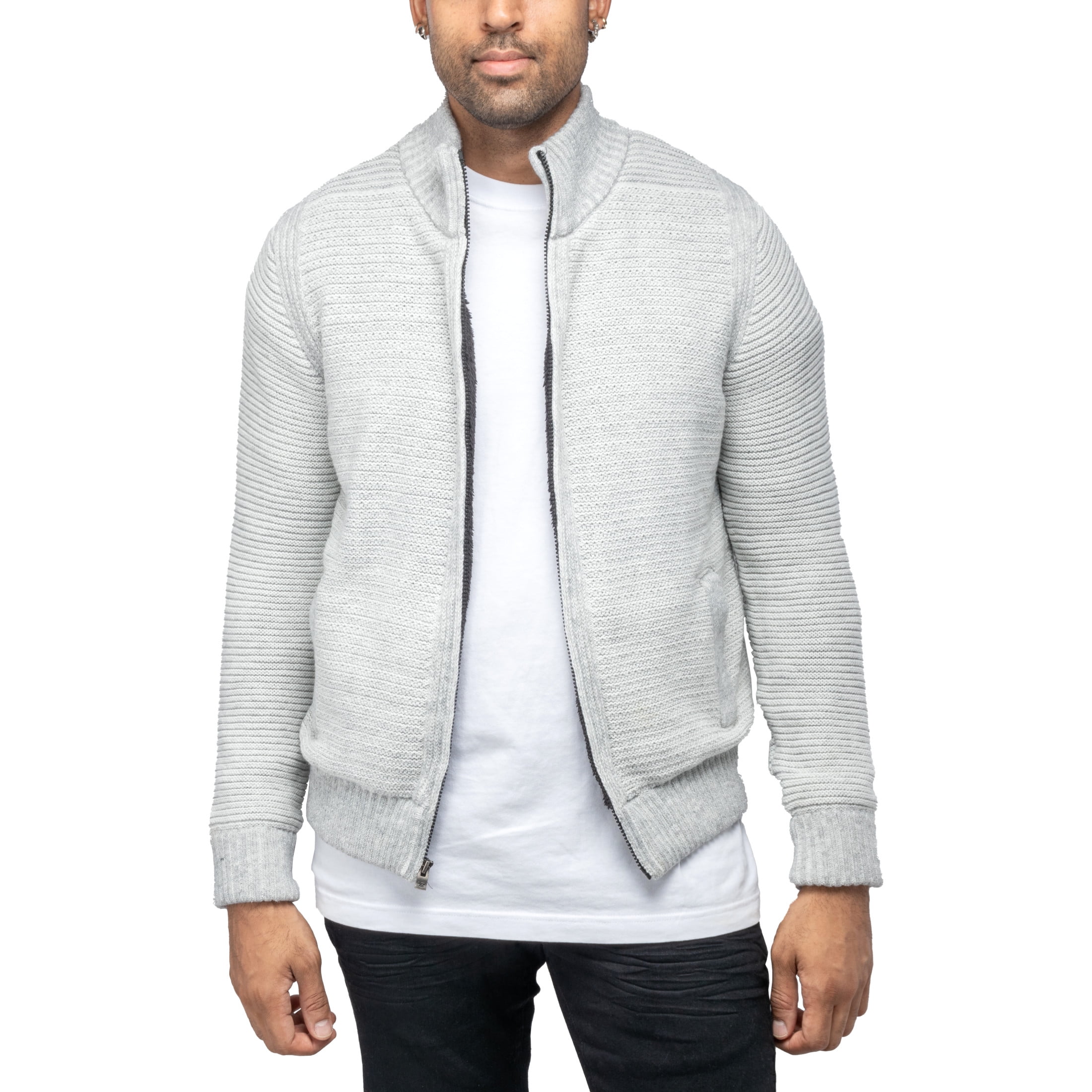 X RAY JEANS Mens Full-Zip High Neck Sweater Jacket, Cream, S - Walmart.com