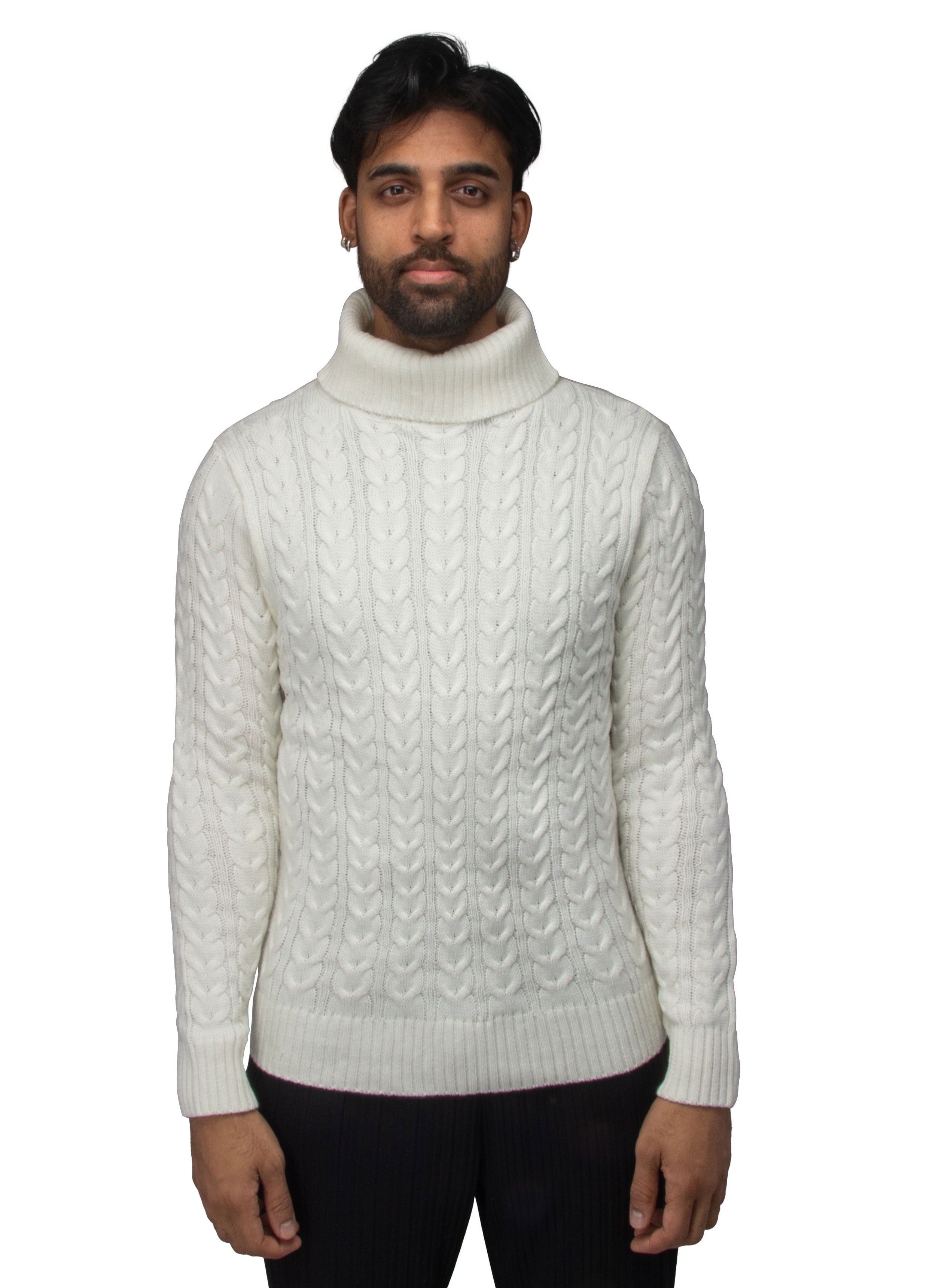 X RAY Men's Soft Slim Fit Pullover Top, Cable Knit Chunky Turtleneck ...