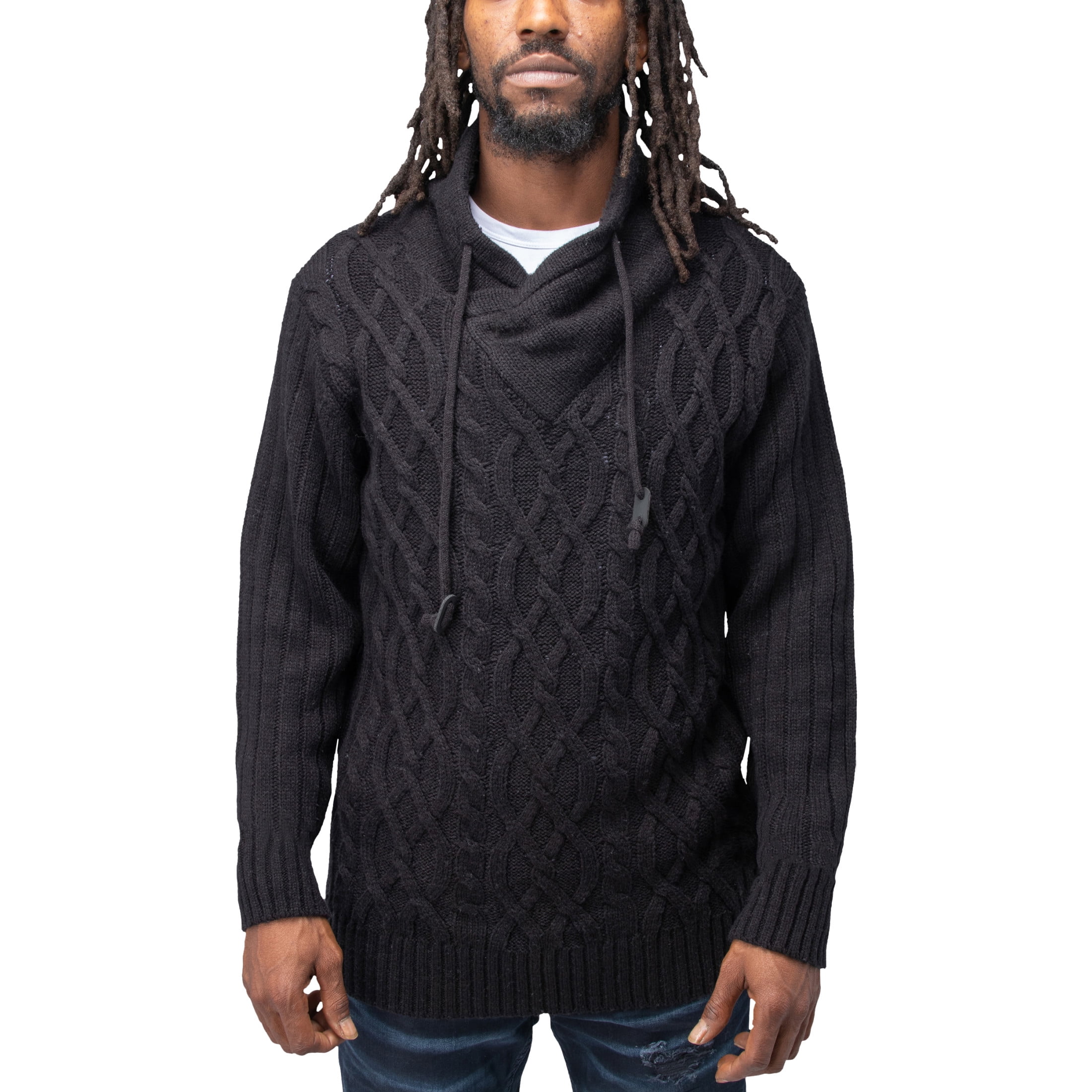 X RAY JEANS Mens Cable Knit Cowl Neck Sweater, Black, 2XL - Walmart.com