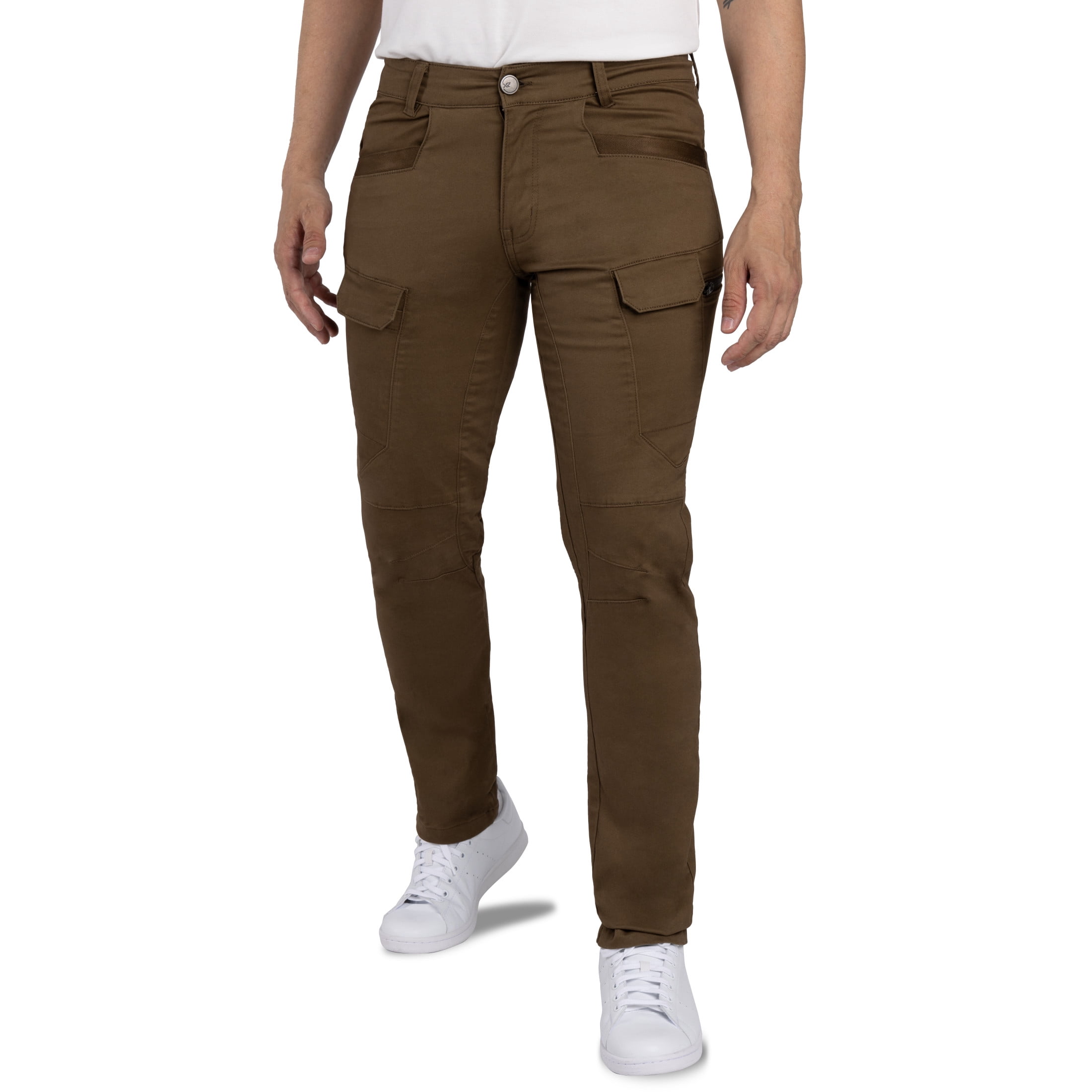X RAY JEANS Mens Slim-Fit Stretch Twill Cargo Pants, Chocolate, 36X34 ...