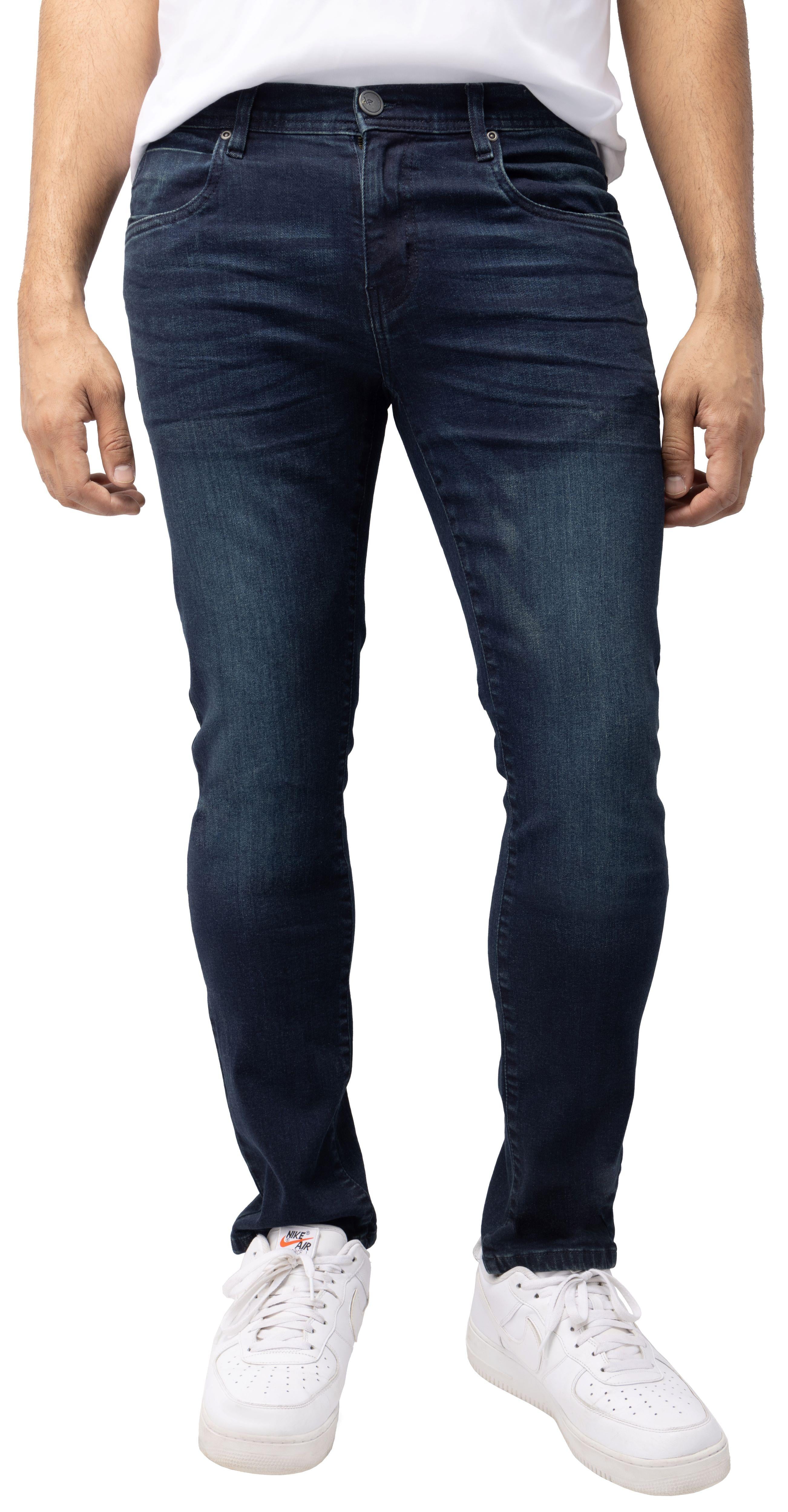 X RAY Men's Slim Fit Stretch Jeans, Tapered Leg Flex Denim Pants, Blue ...