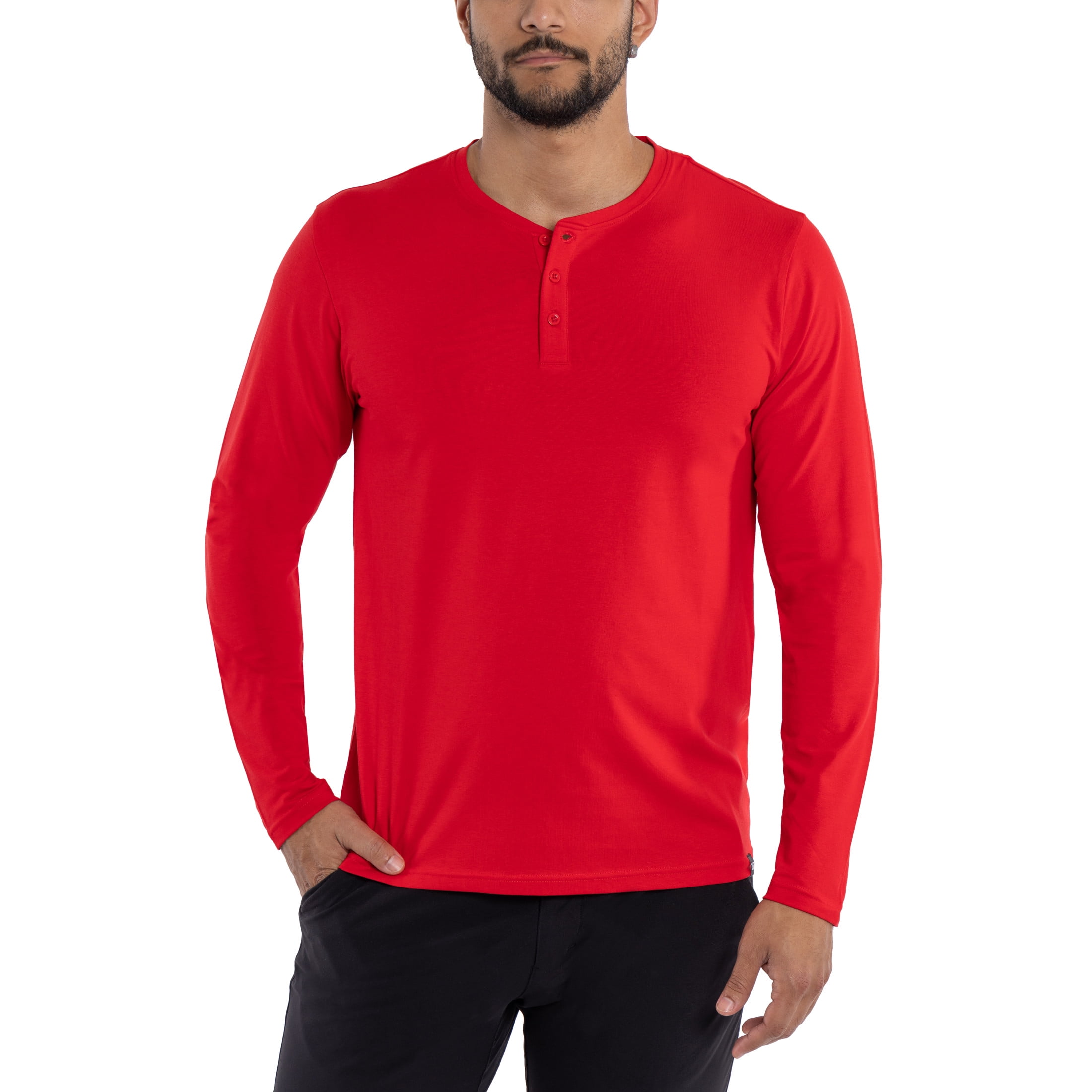 X RAY JEANS Mens Long Sleeve Henley T-Shirt, Racer Red, 2XL - Walmart.com