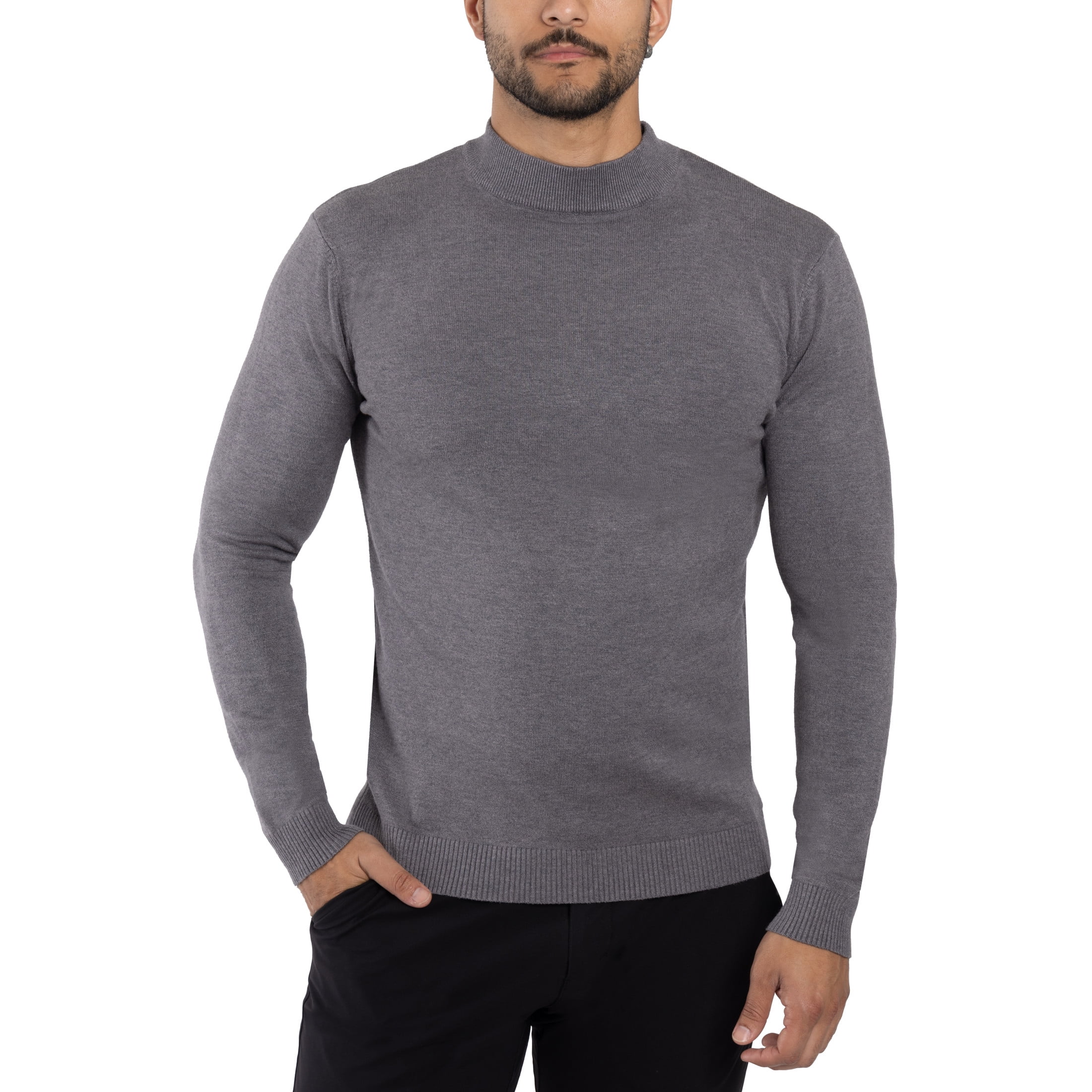 X RAY JEANS Mens Mock Neck Sweater Pullover, Charcoal, L - Walmart ...