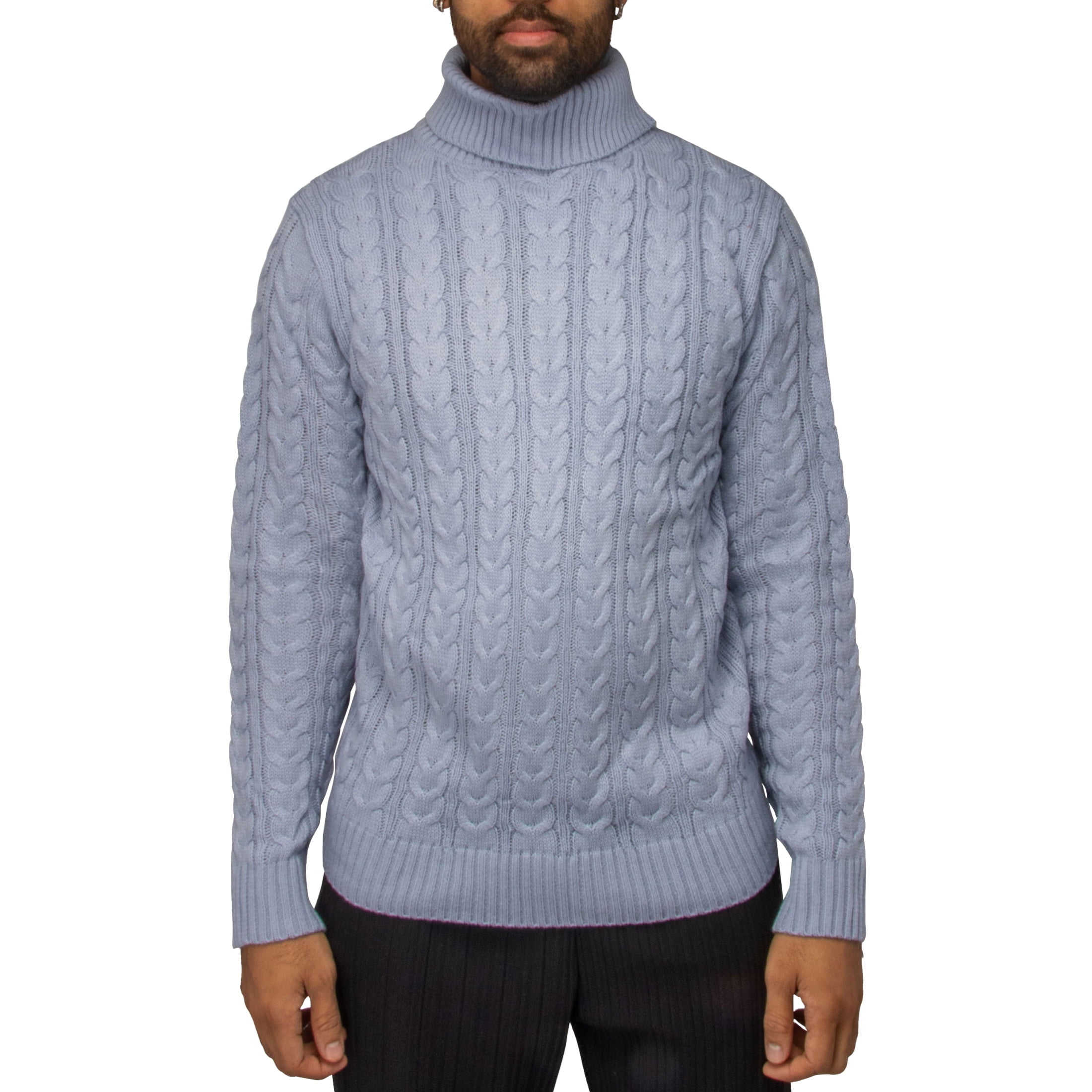 X RAY JEANS Mens Cable Knit Roll Neck Sweater, Blue, L - Walmart.com