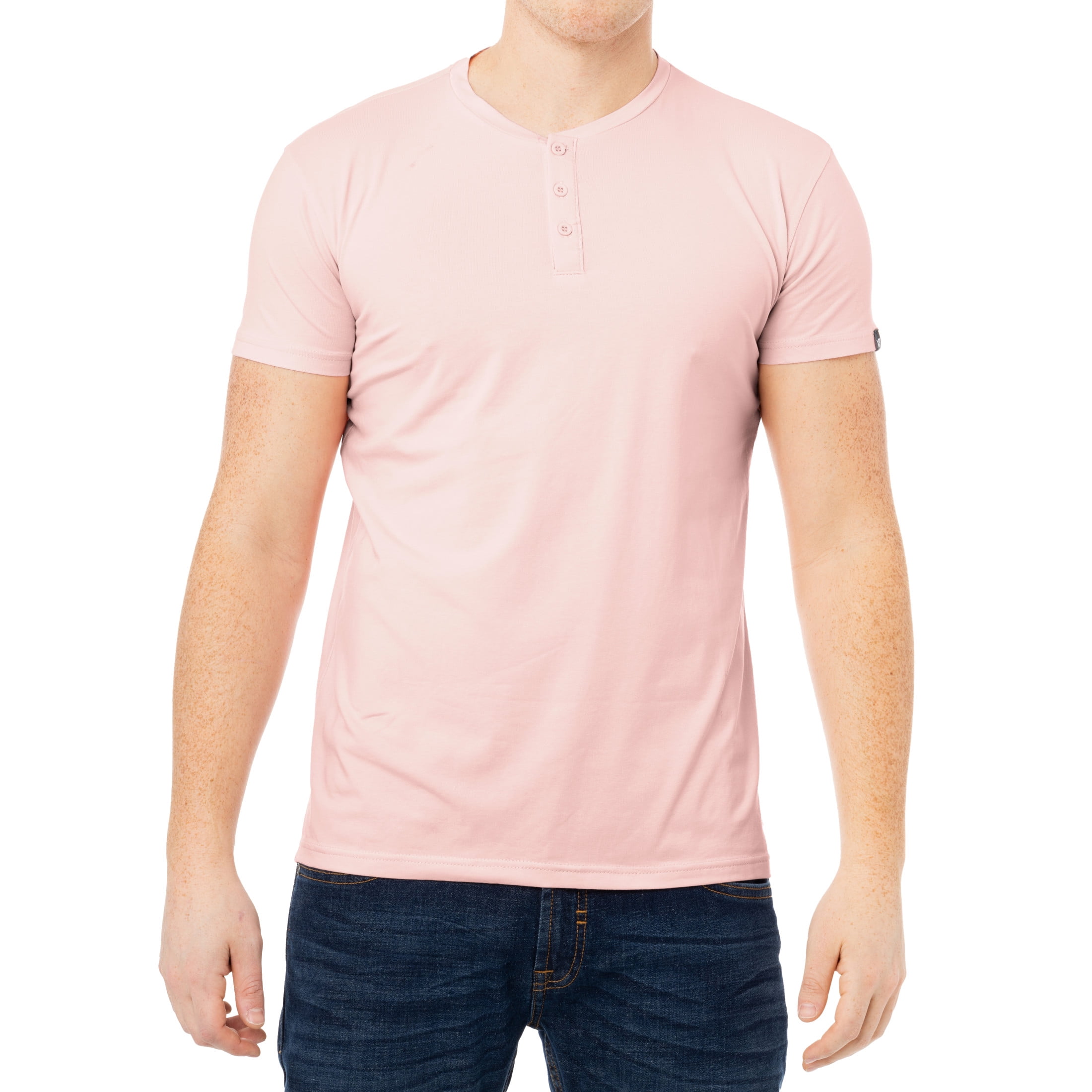 X RAY JEANS Mens Basic Henley Neck Short Sleeve T-Shirt, Dusty Peach, M ...